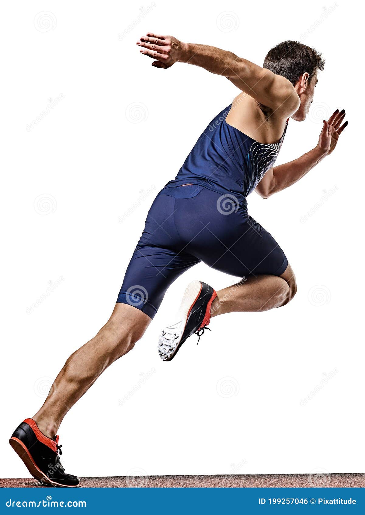 Young Man Athletics Runner Running Sprinter Sprinting Isolated White ...