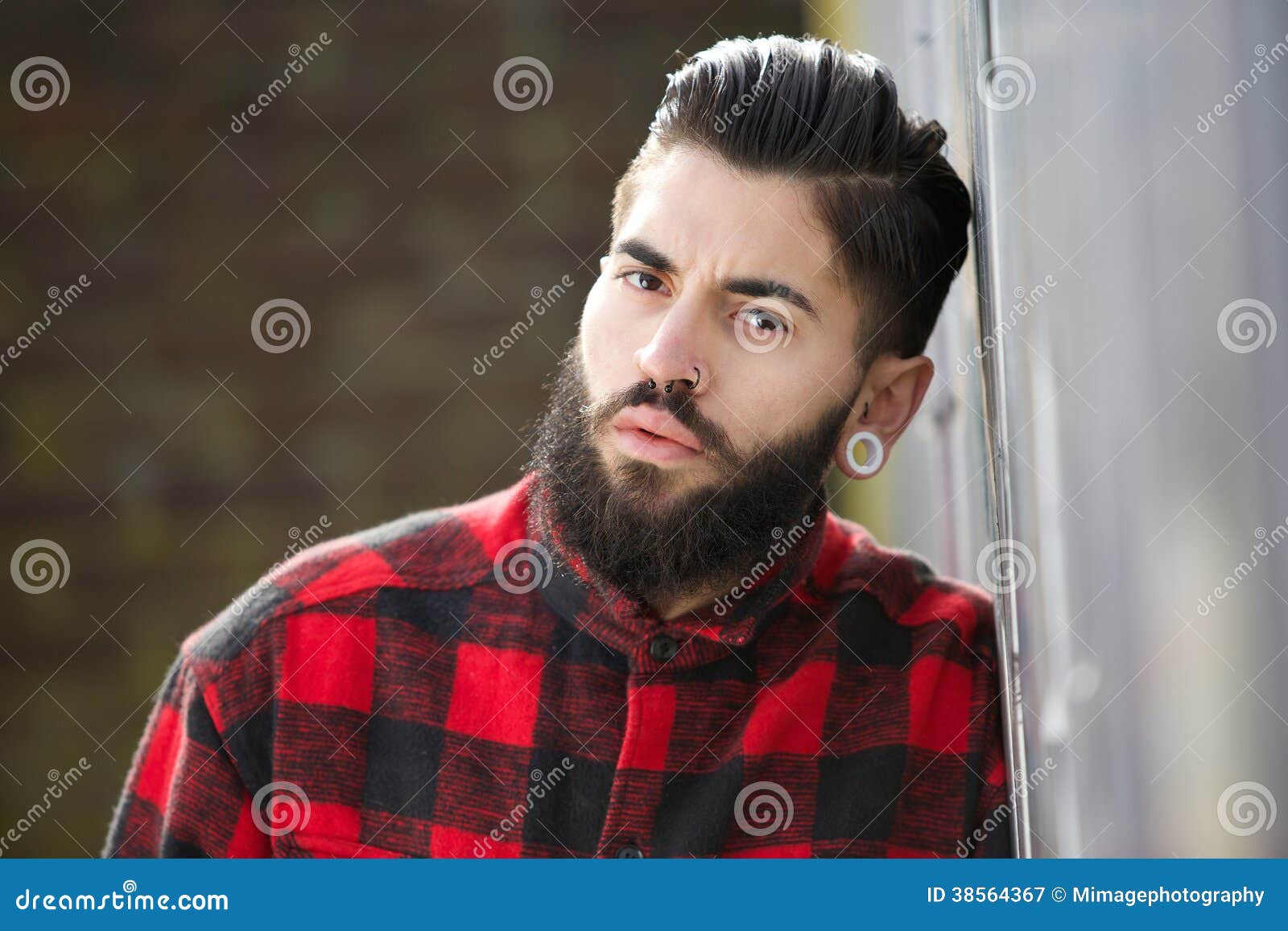 One young man with beard stock image. Image of model - 38564367