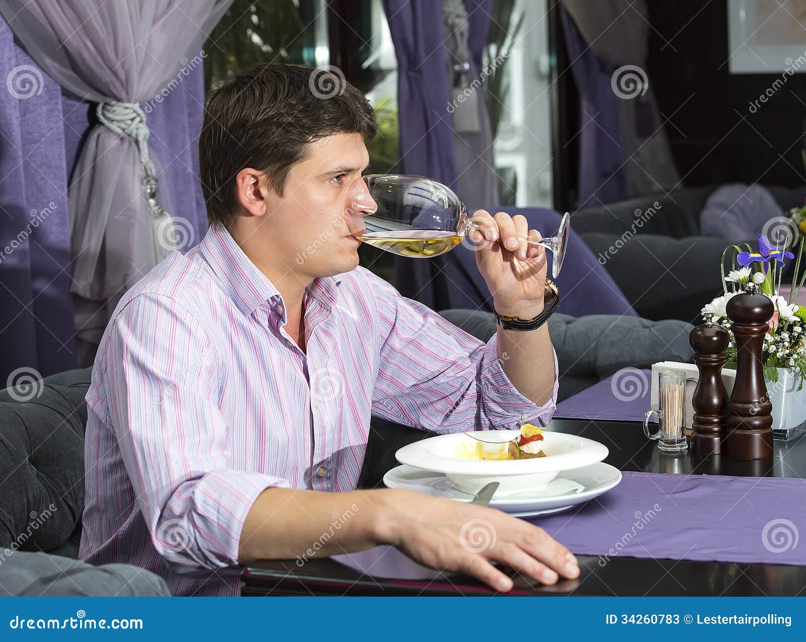 One young man dines stock image. Image of people, beautiful - 34260783