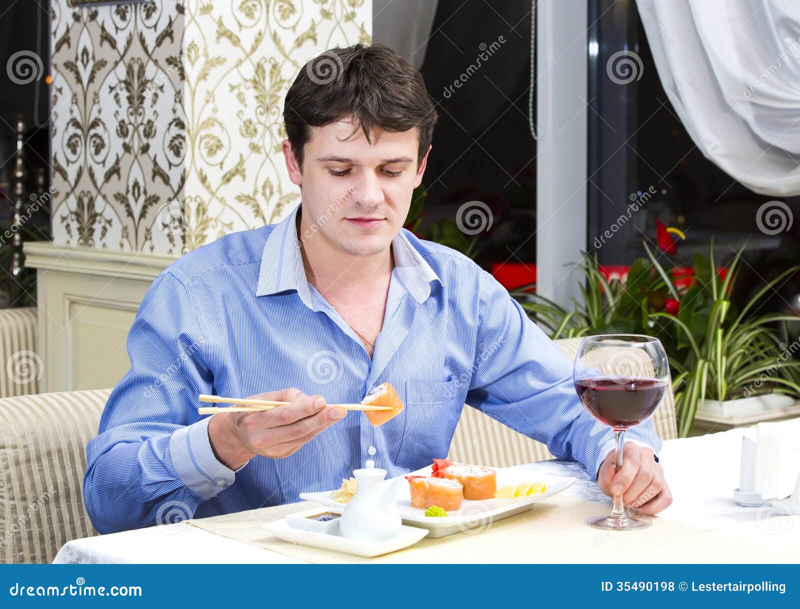 One young man dines stock photo. Image of occasion, boyfriend - 35490198