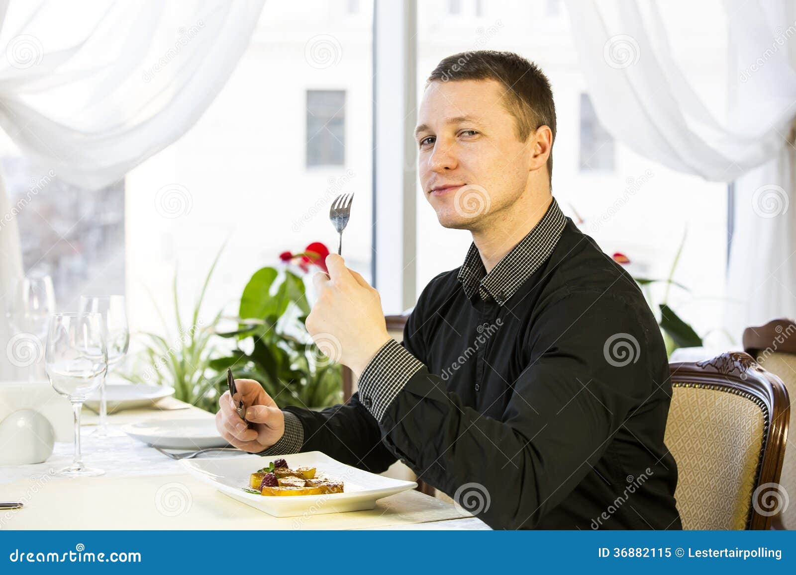 One young man dines stock image. Image of food, boyfriend - 36882115