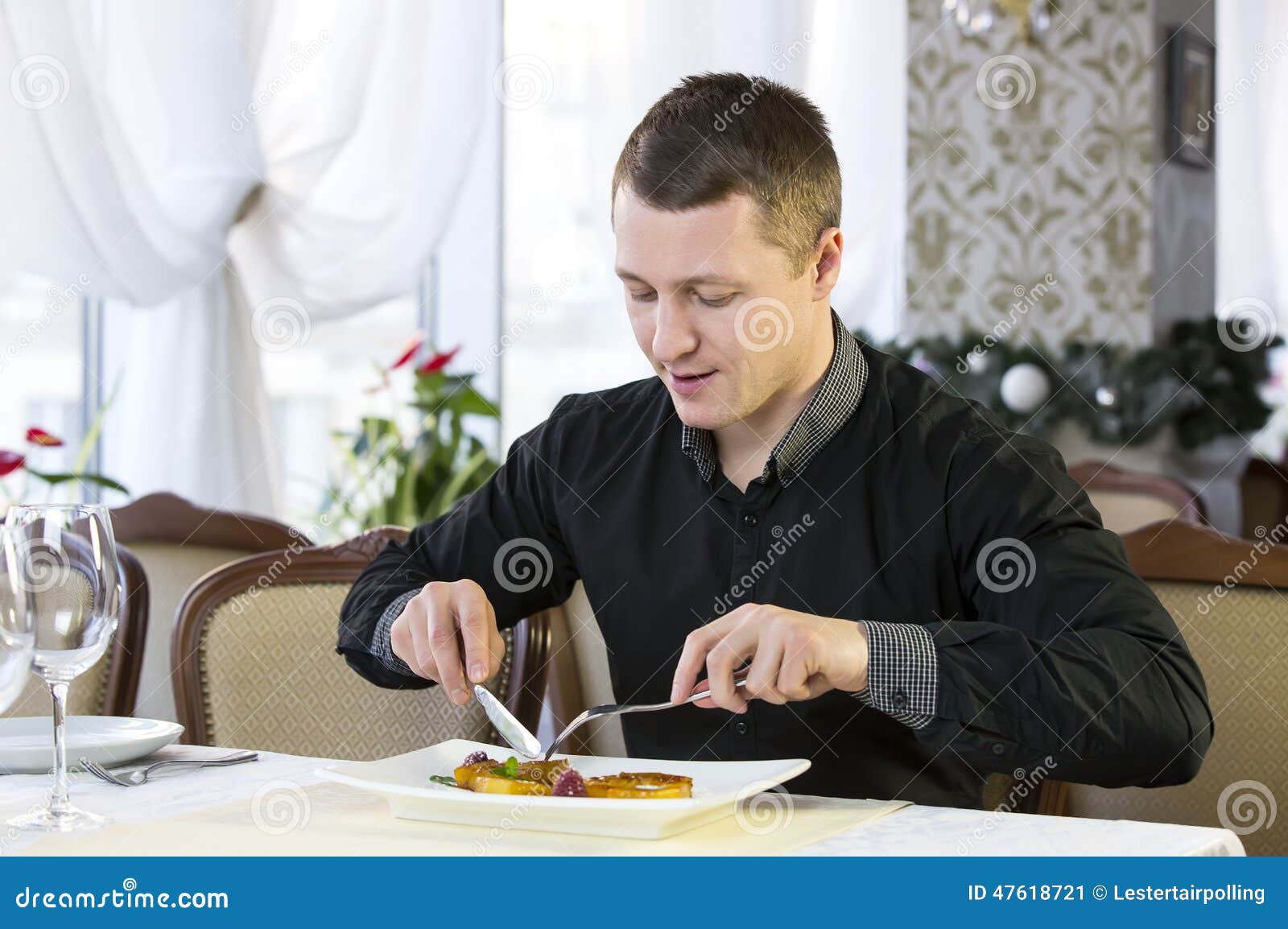 One young man dines stock image. Image of people, luxury - 47618721