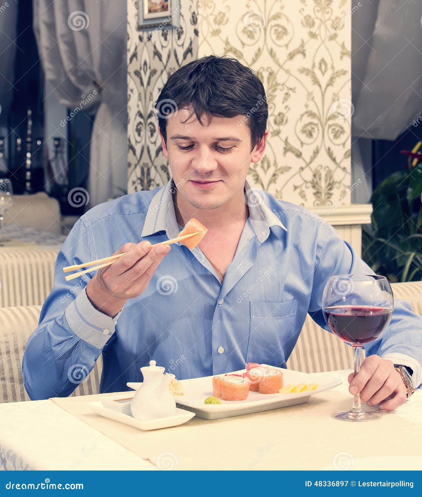 One young man dines stock image. Image of table, occasion - 48336897