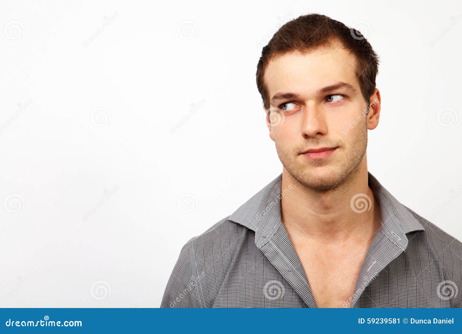 One Young Man Looking Aside Stock Image - Image of background, model ...