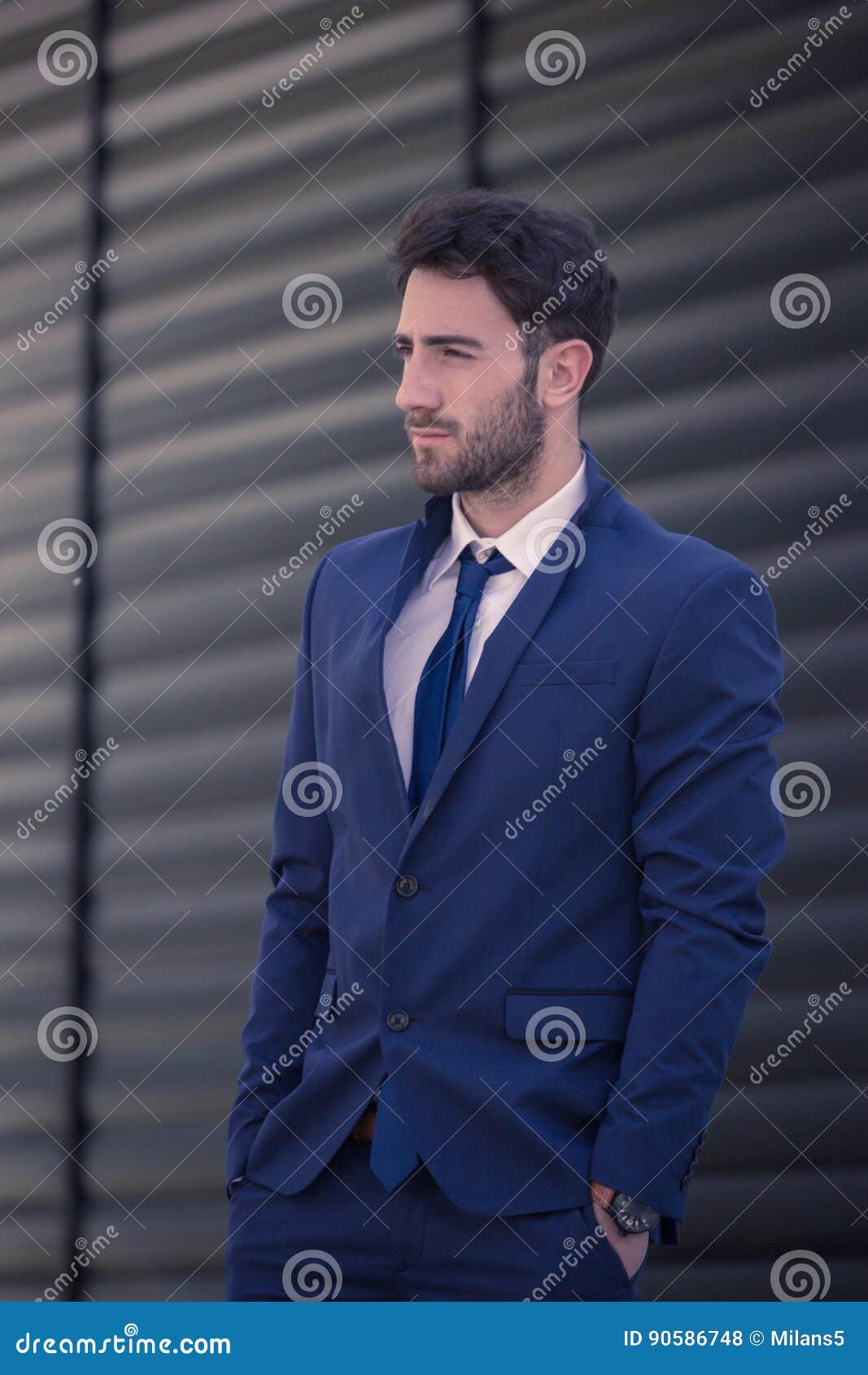 One Young Man Standing, Formal Wear, Looking Sideways Stock Photo ...