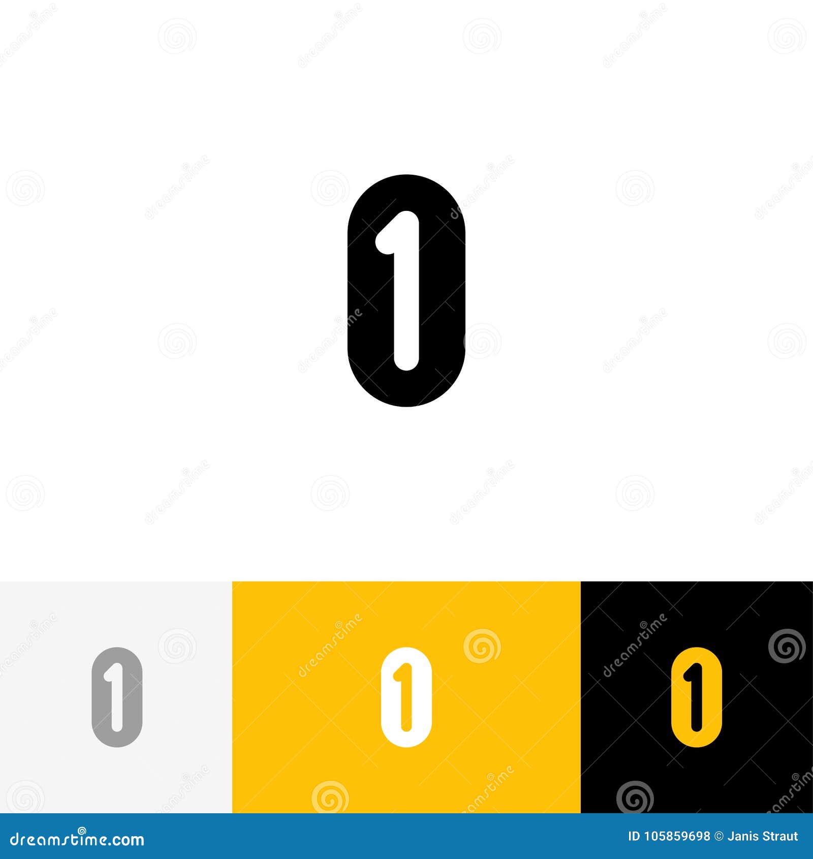 One and Zero Vector Monogram. Logo, Icon, Symbol, Sign from 1 and 0 ...