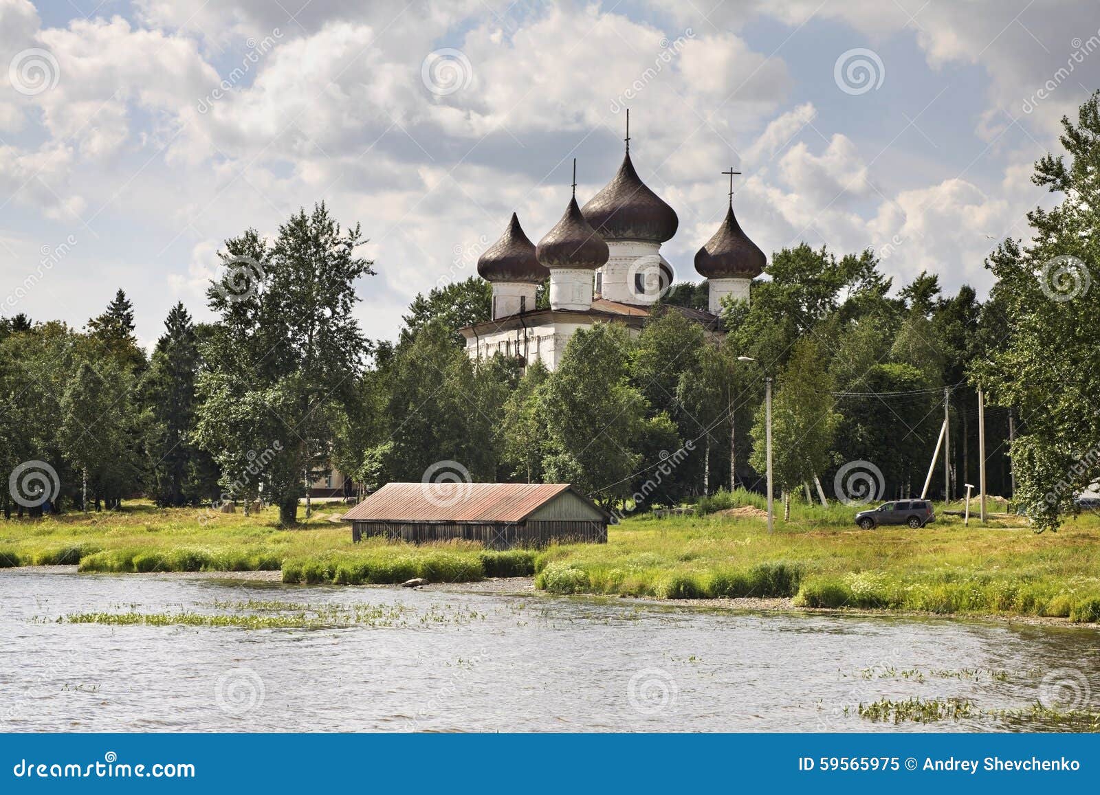 Onega River in Kargopol. Russian North Stock Image - Image of cupola ...