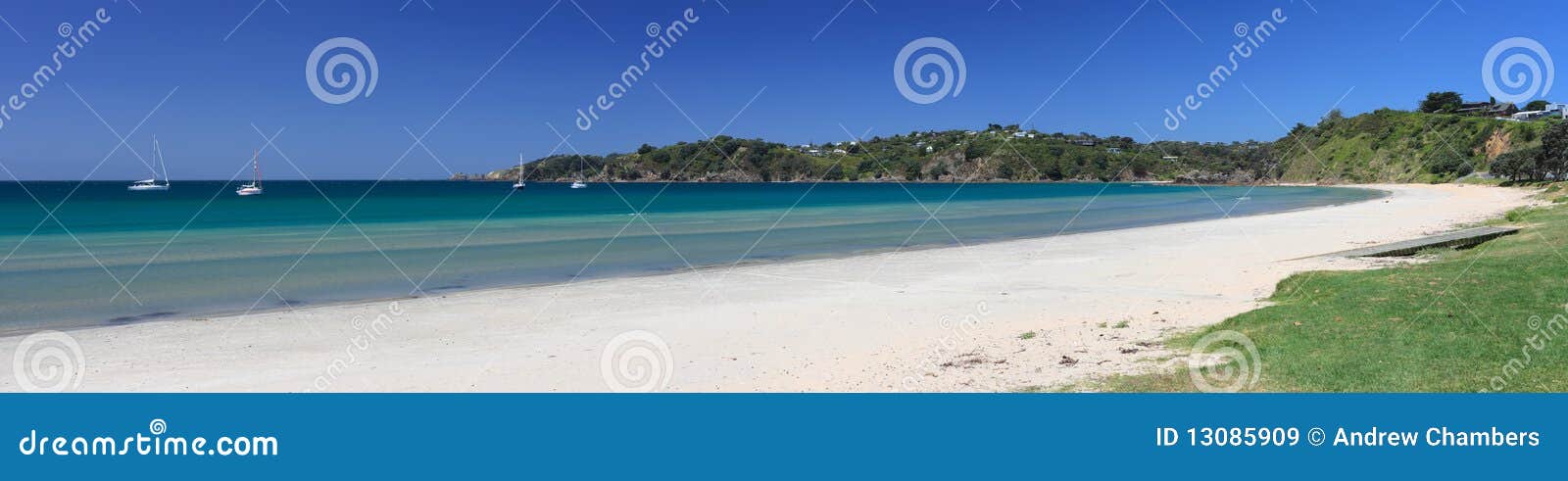 Oneroa Beach Panorama stock image. Image of beach, panorama - 13085909