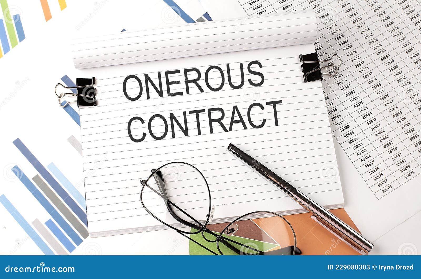 ONEROUS CONTRACT Text on the Chart , Office Supplies, Business Concept ...