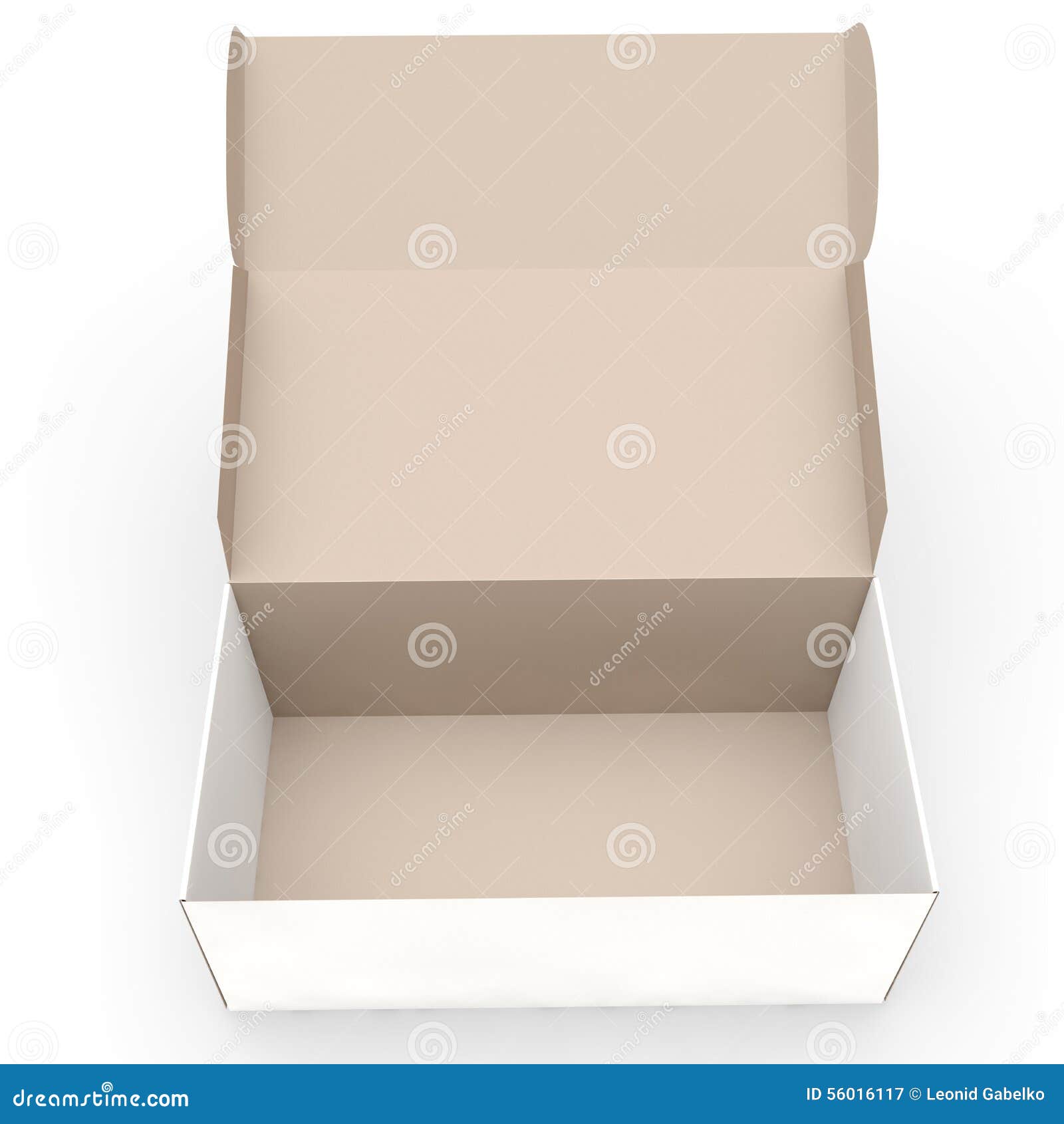Rectangular Cardboard Box With Hinged Lid Open On White Background ...