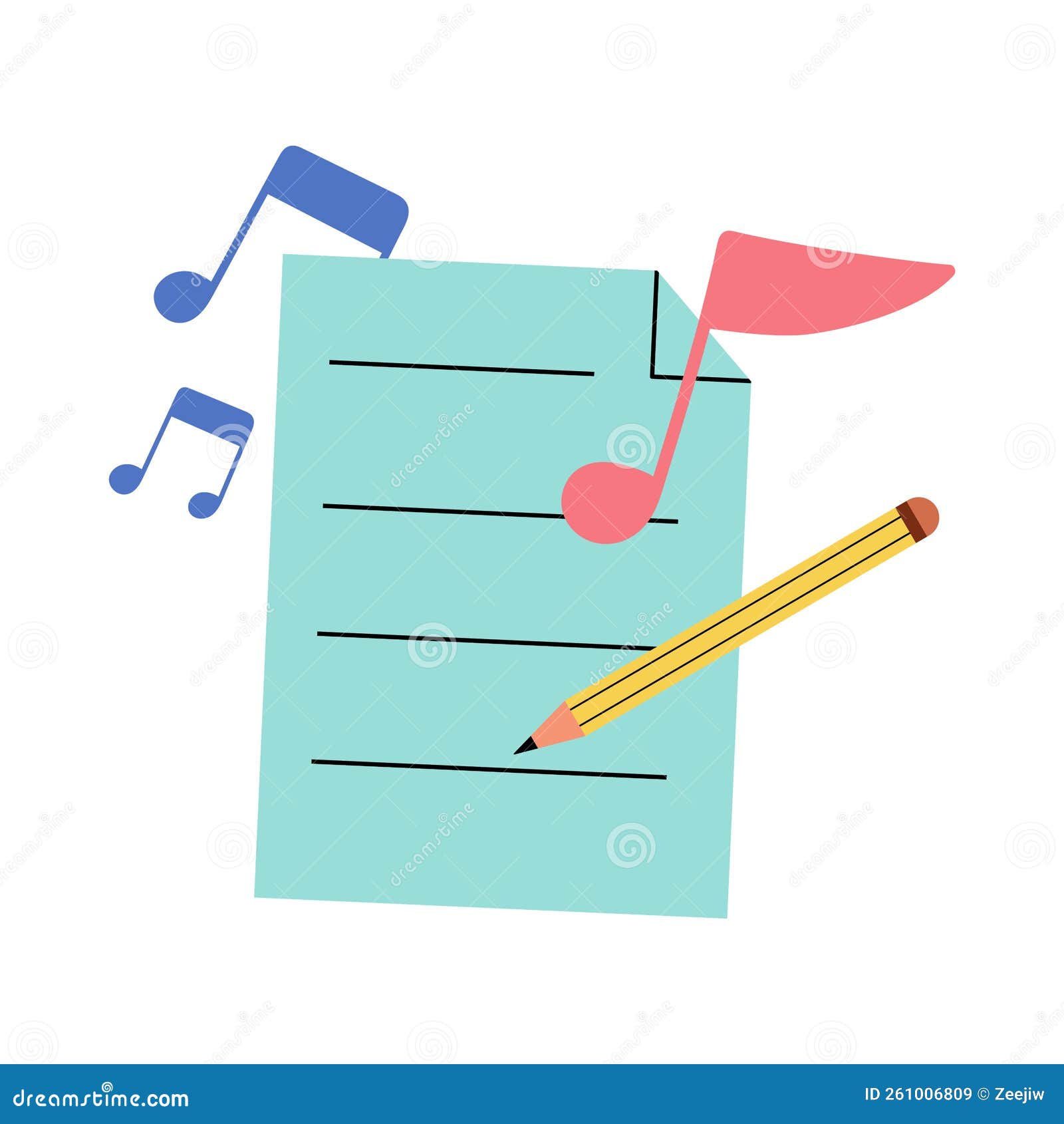 Song Writing Icon. Paper with Pencil Stock Illustration - Illustration ...