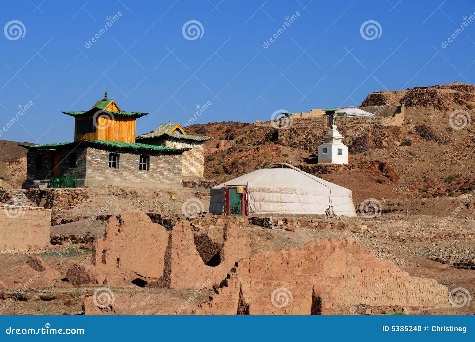 Ongi Buddhist Monastery/Temple in Mongolia Stock Photo - Image of arid ...