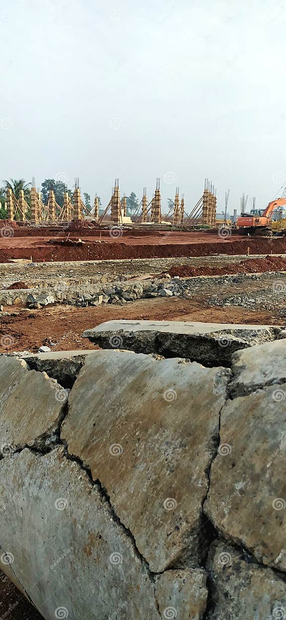 Ongoing Construction Project at a Building Site with Concrete ...