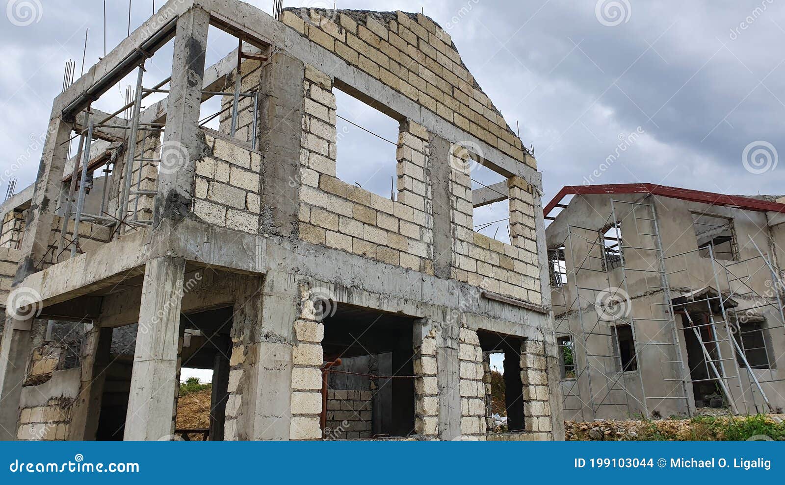 Ongoing House Building Construction Stock Photo - Image of town, facade ...