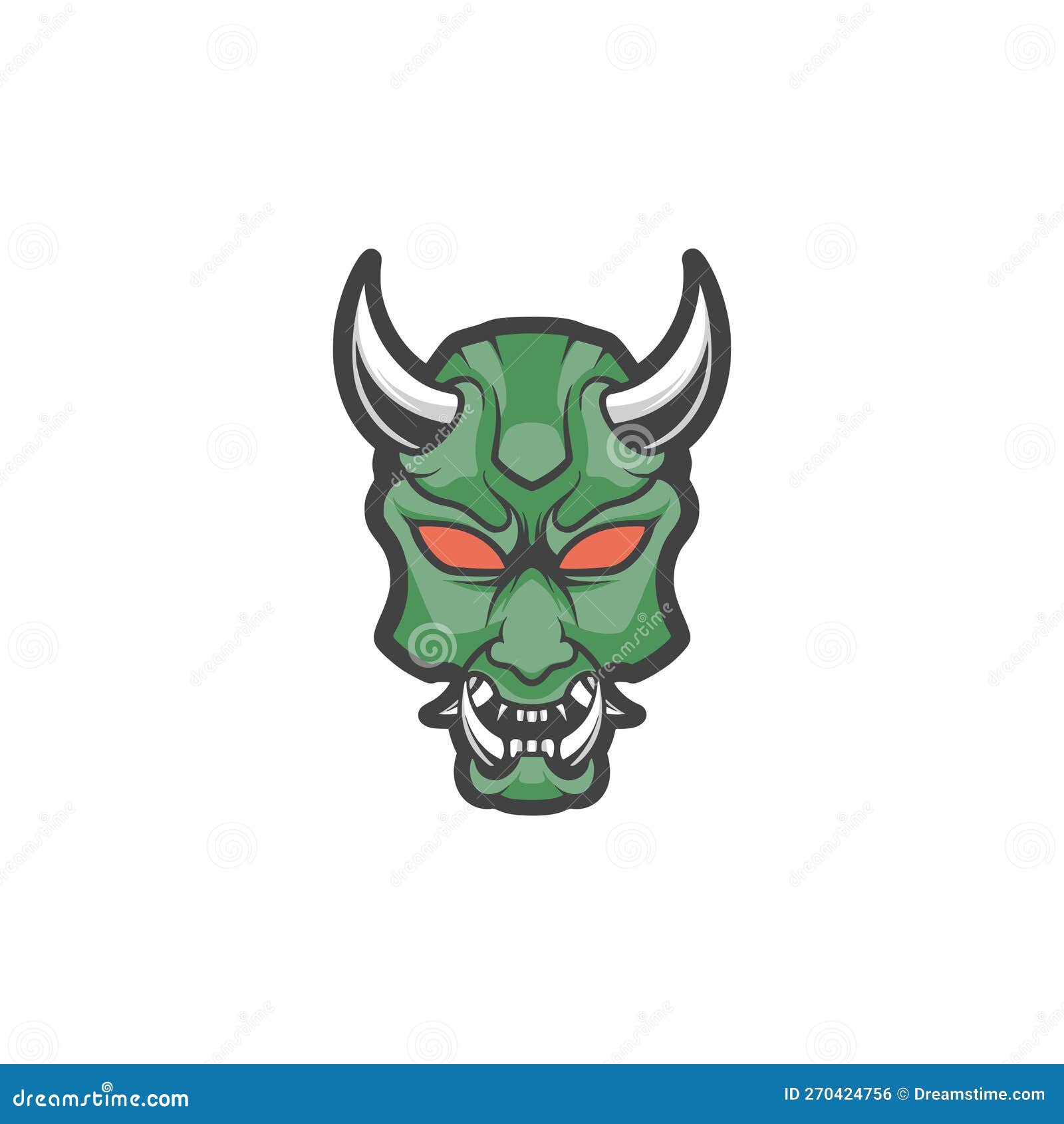 Oni mask stock vector. Illustration of wing, drawing - 270424756