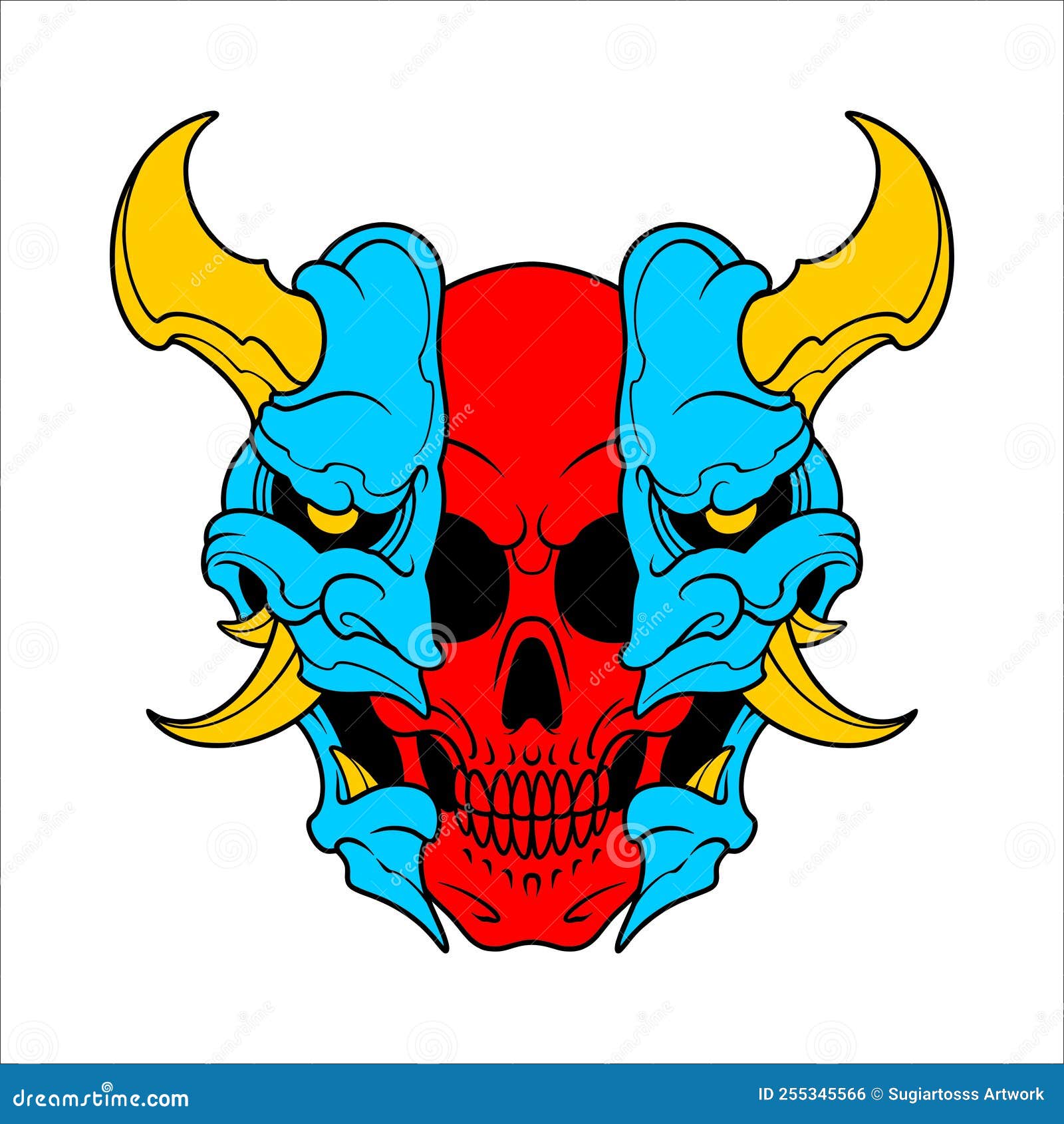 Oni mask skull inside stock illustration. Illustration of design ...