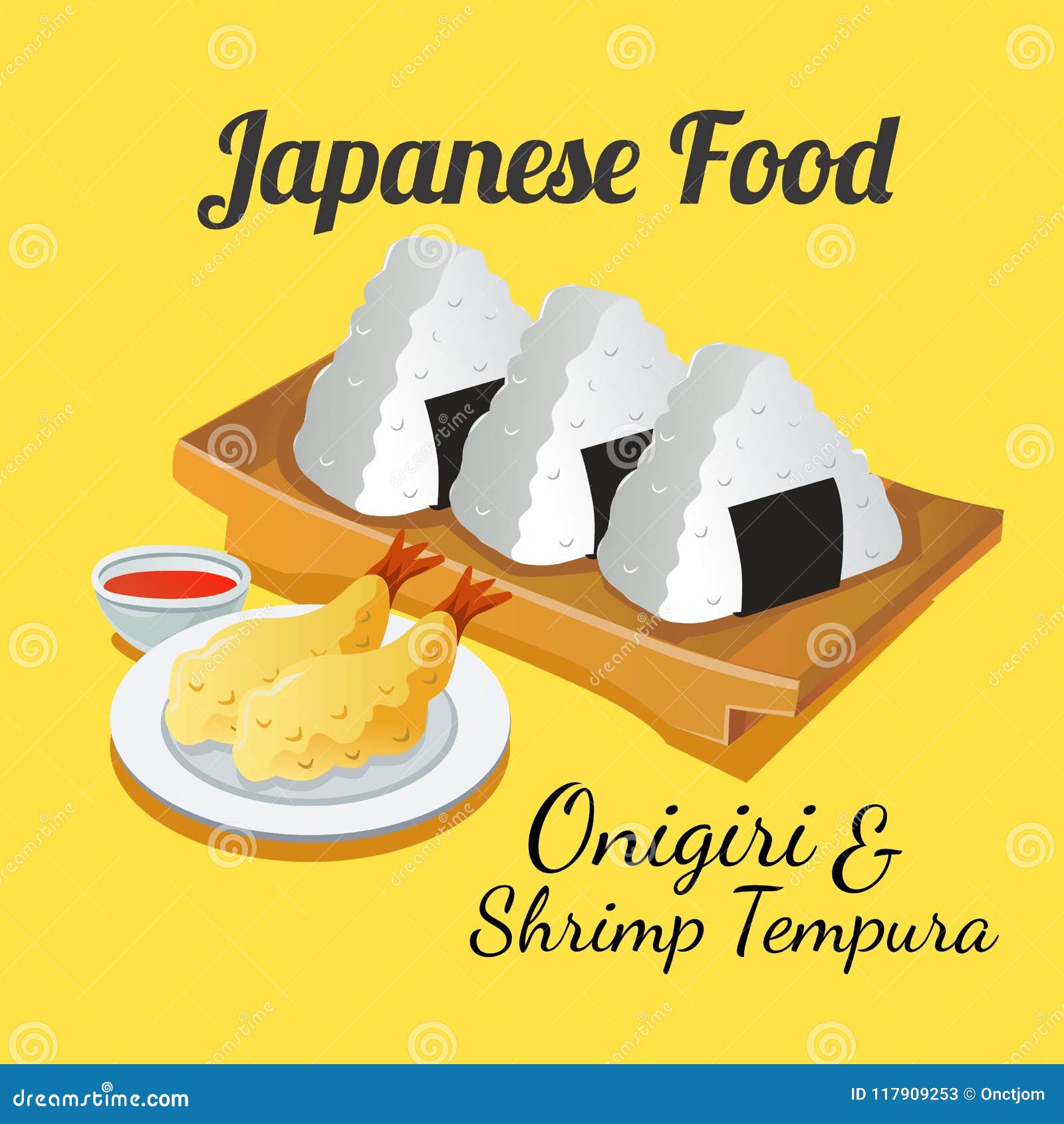 Onigiri illustration stock vector. Illustration of restaurant - 117909253