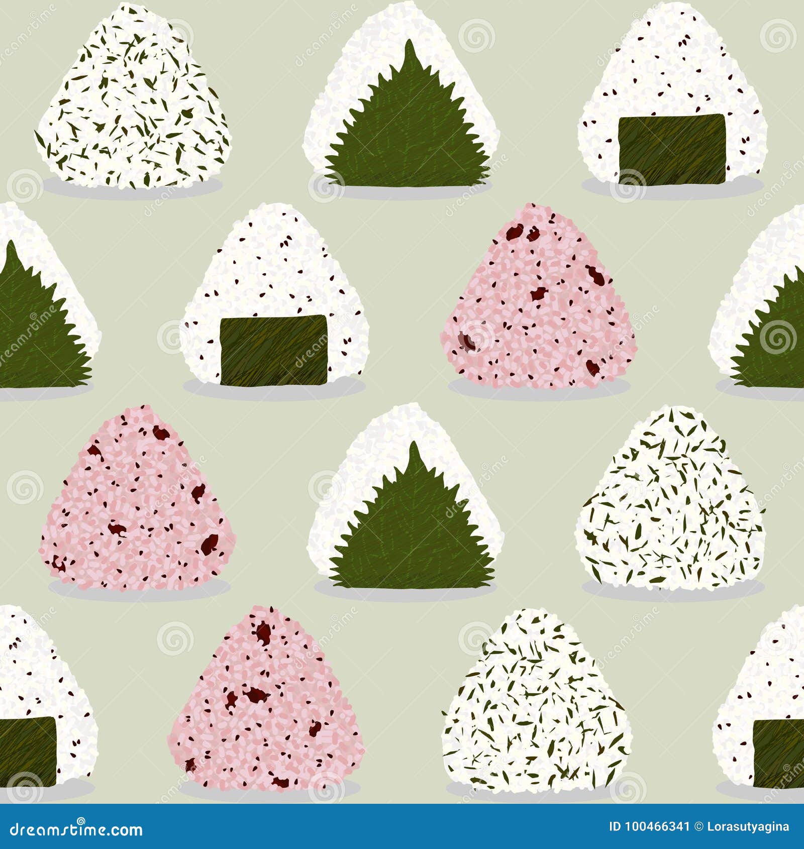 Onigiri Modell Japanska Risbollar Seamless Vektor Illustrationer ...