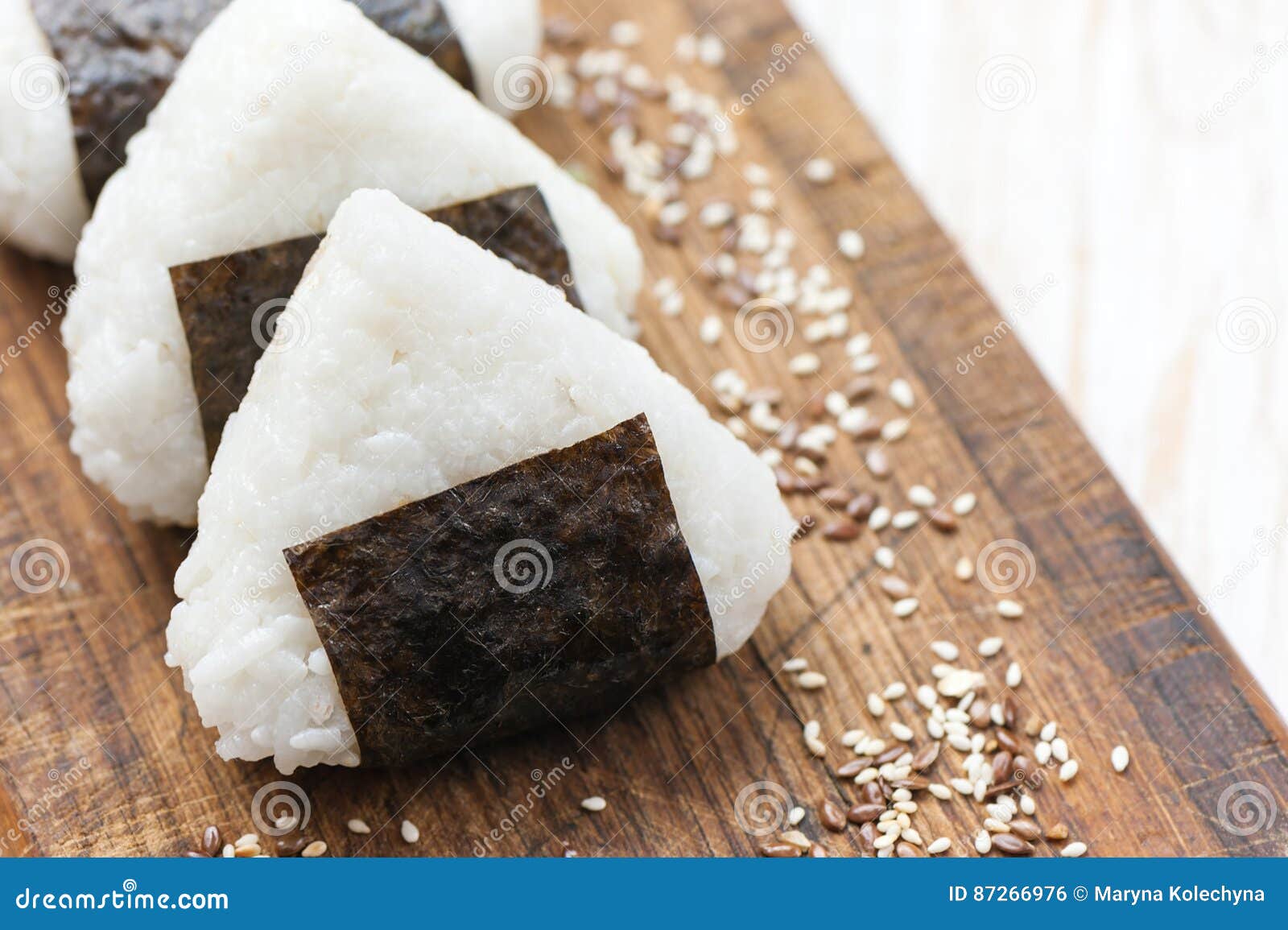 Onigiri Triangle Sushi Ball With Rice Wrapped Nori Seaweed Isolated On ...