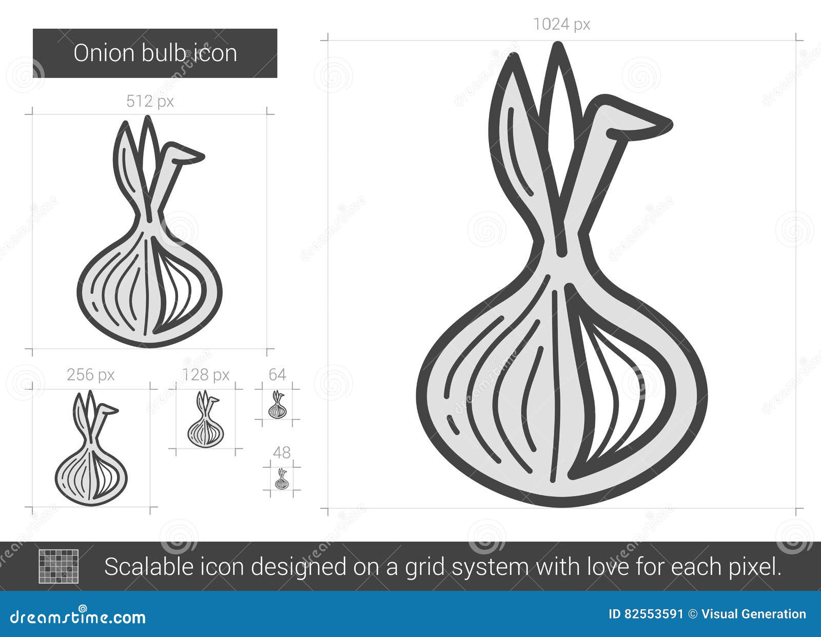 Onion bulb line icon. stock vector. Illustration of isolated - 82553591