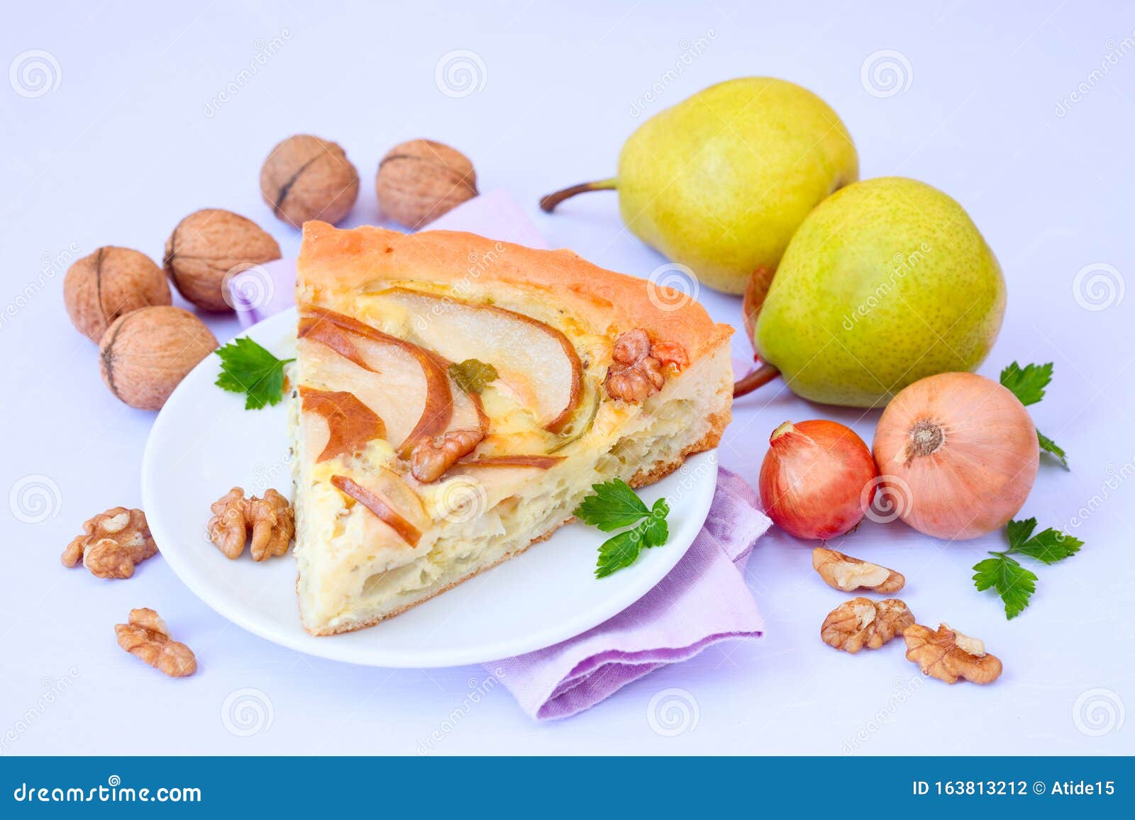 Onion cake stock photo. Image of cake, sliced, piece - 163813212