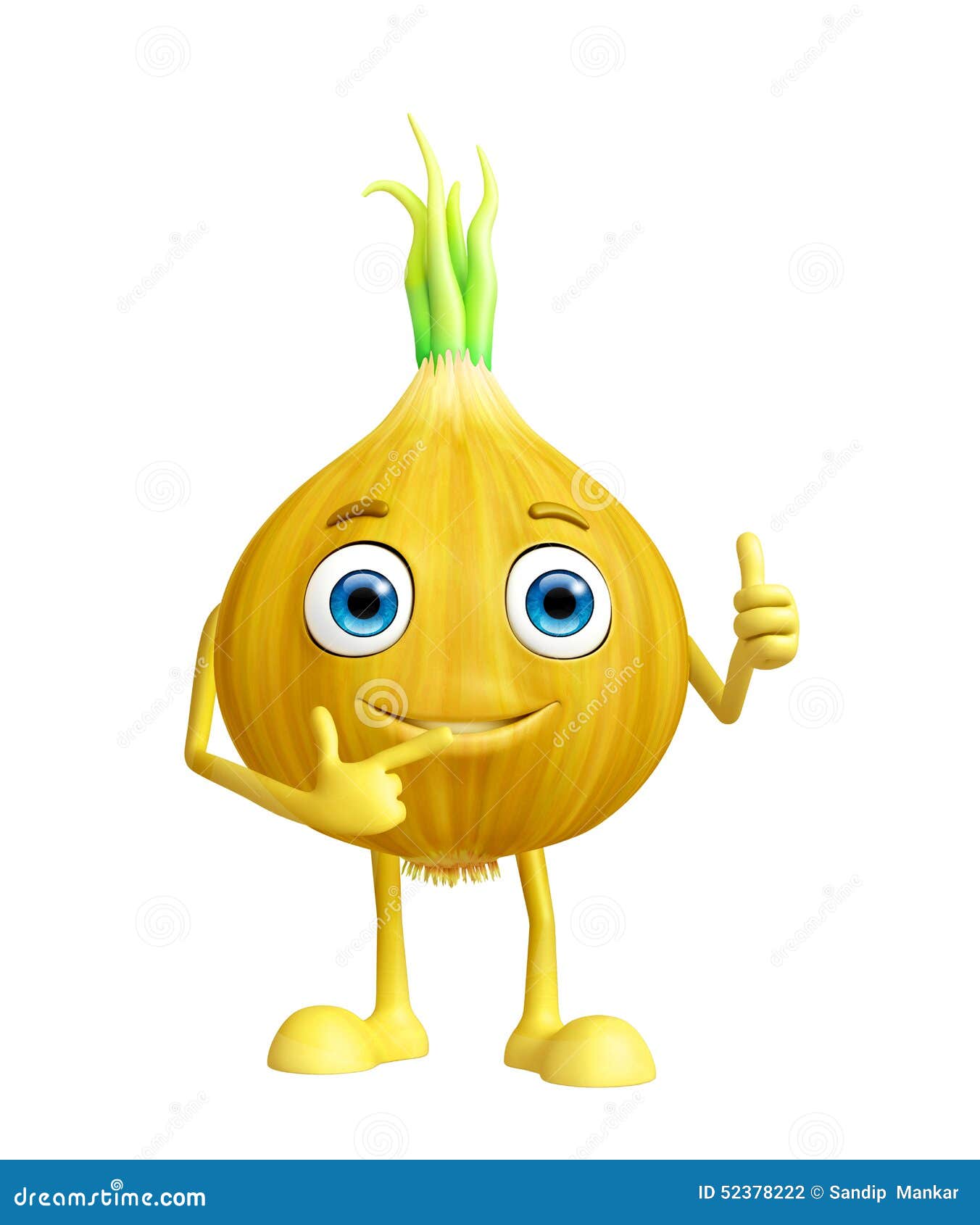 Onion Character with Thumbs Up Pose Stock Illustration - Illustration ...