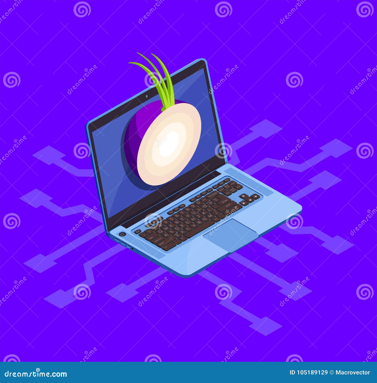 Onion Cyber Security Concept Stock Vector - Illustration of laptop ...