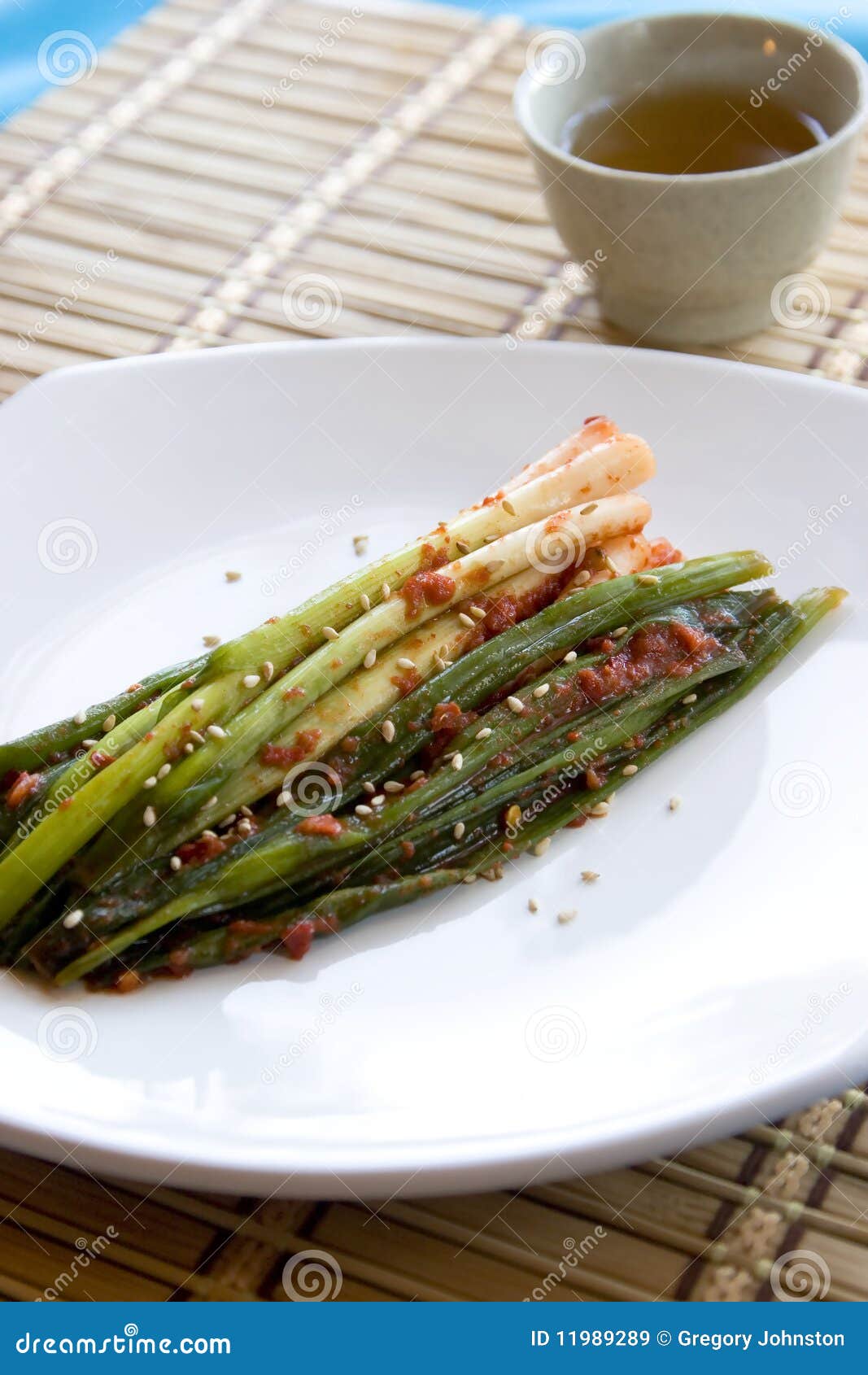 Onion Kimchi and tea. stock image. Image of oriental - 11989289