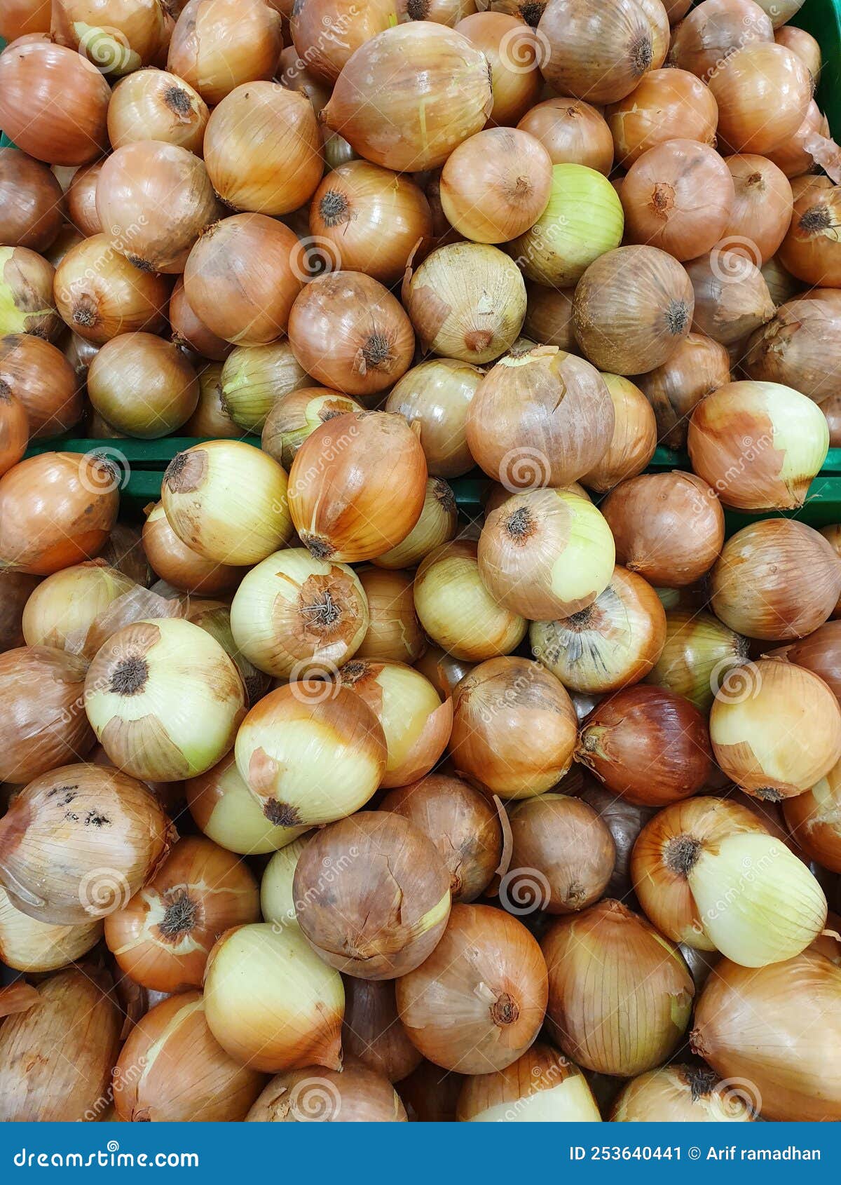 Onion on the market stack stock image. Image of cooking - 253640441