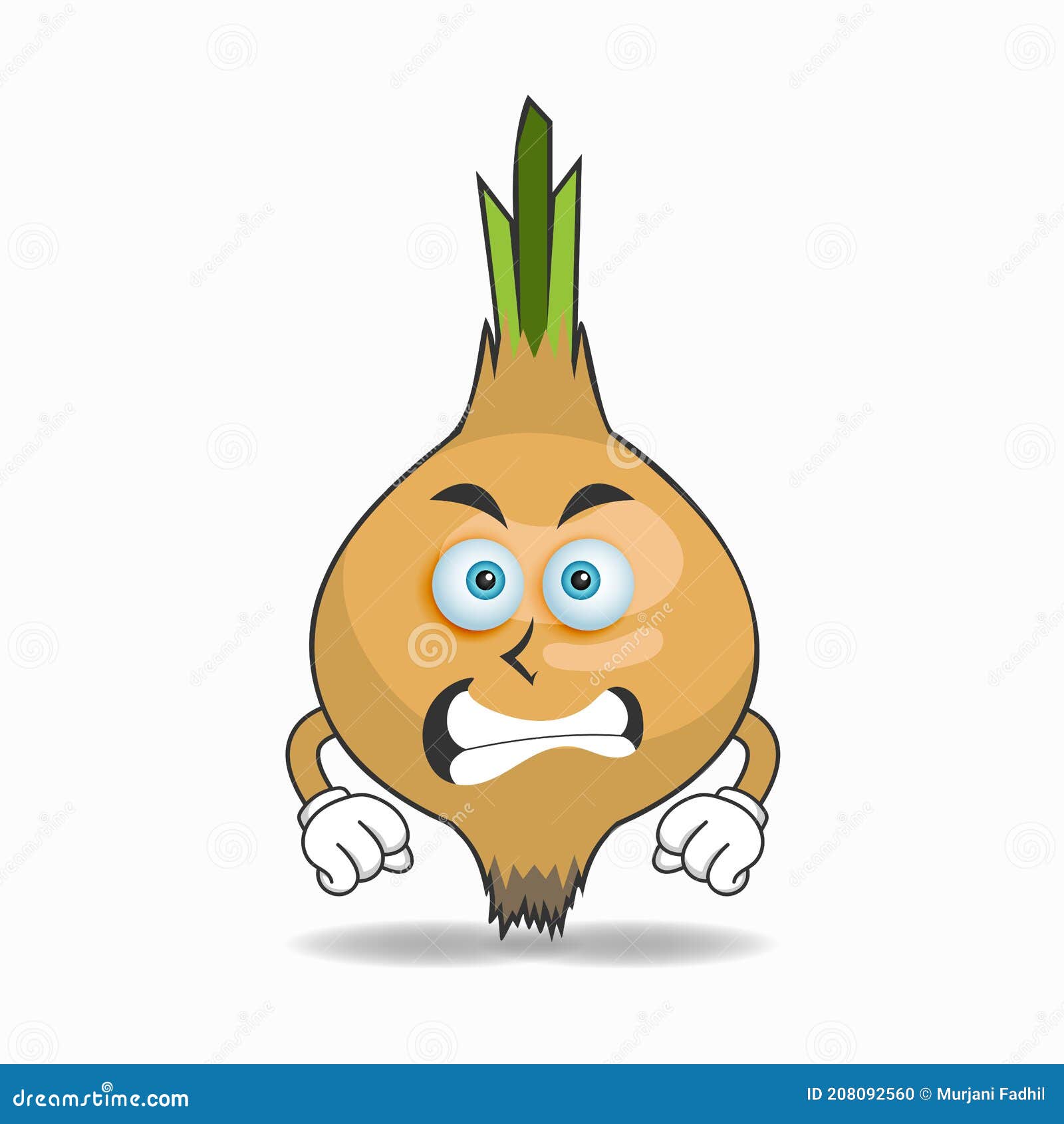 Onion Mascot Character with Angry Expression. Vector Illustration Stock ...
