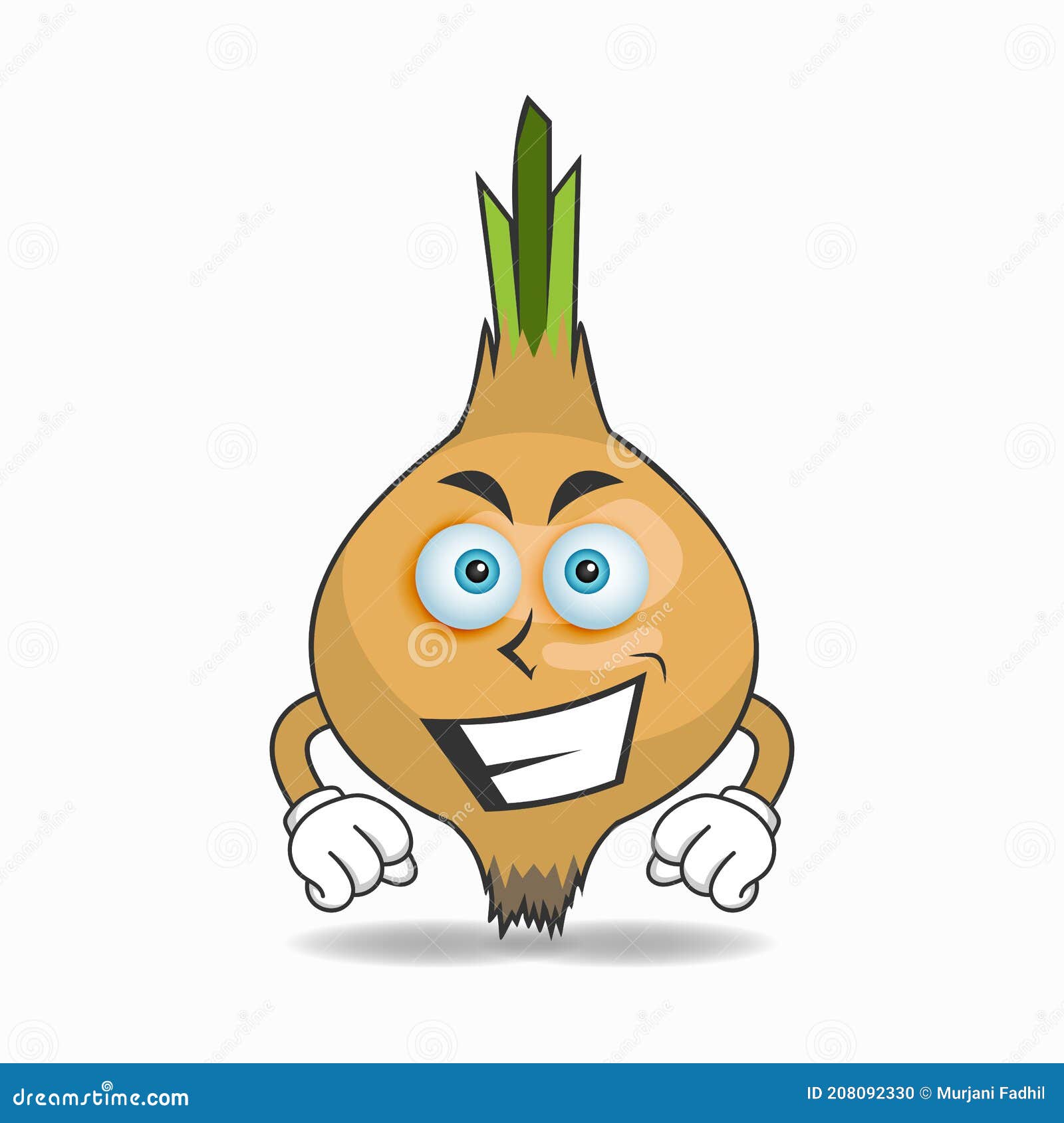 Onion Mascot Character with Smile Expression. Vector Illustration Stock ...