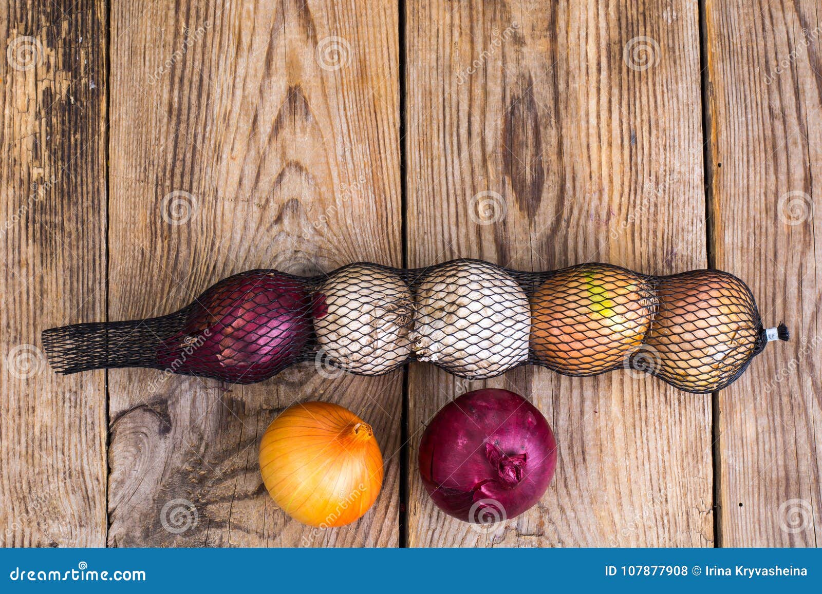 Onion in net for storage stock photo. Image of close - 107877908