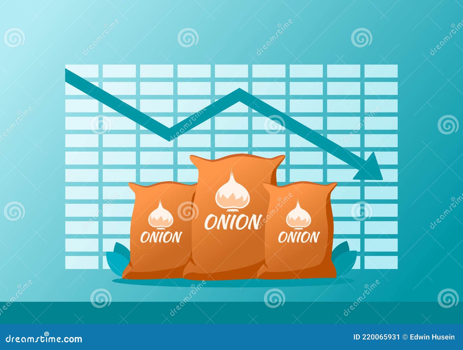 Onion Price Decrease Down in Statistic Graph Stock Vector ...