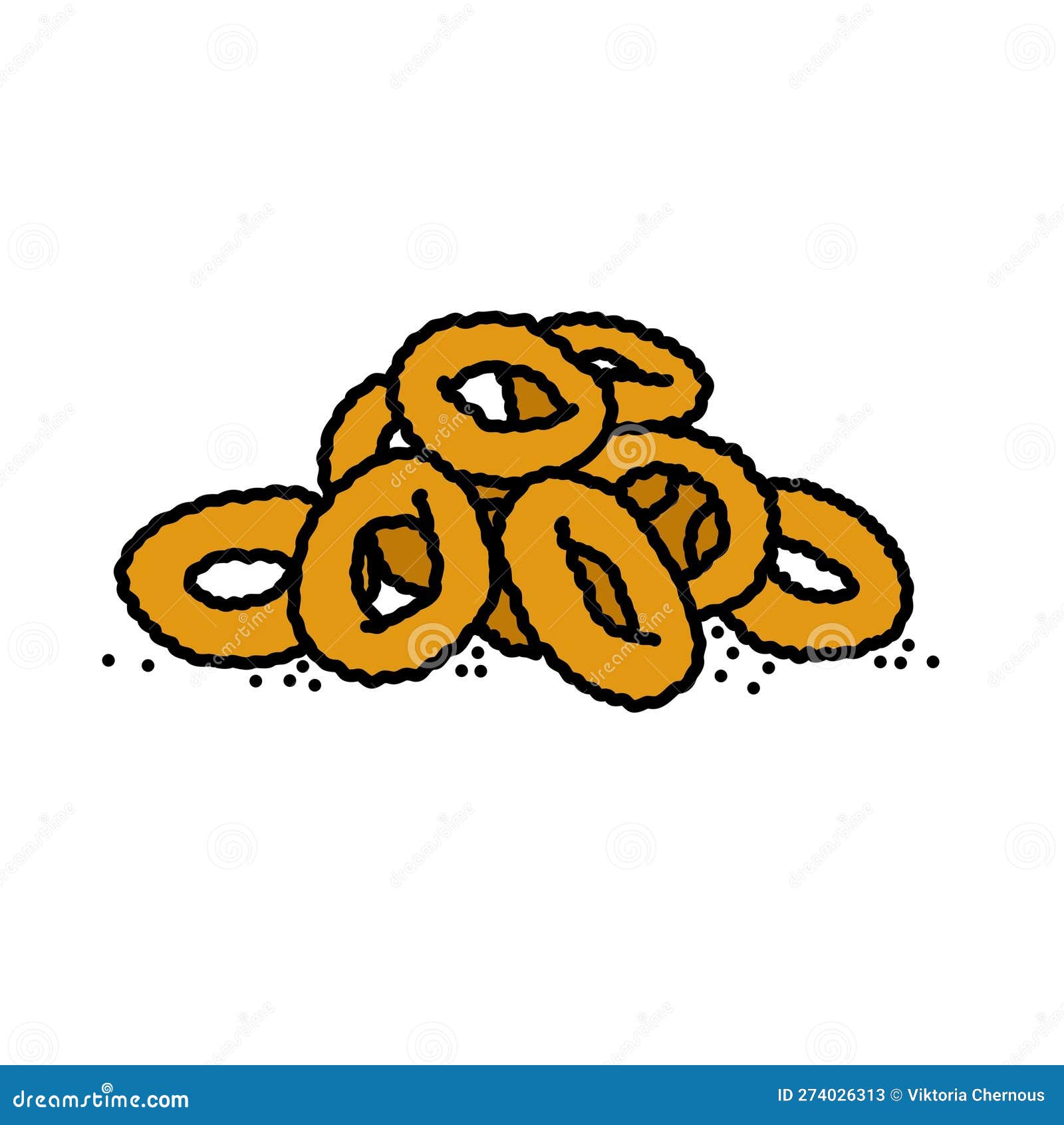 Onion Rings Doodle Icon, Vector Color Line Illustration Stock Vector ...