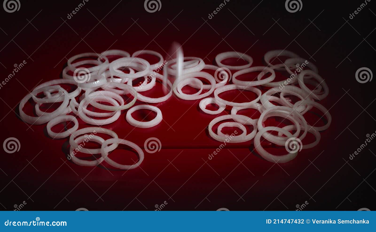 Onion Rings Falling on Table. Close Up View of Falling White Sliced ...