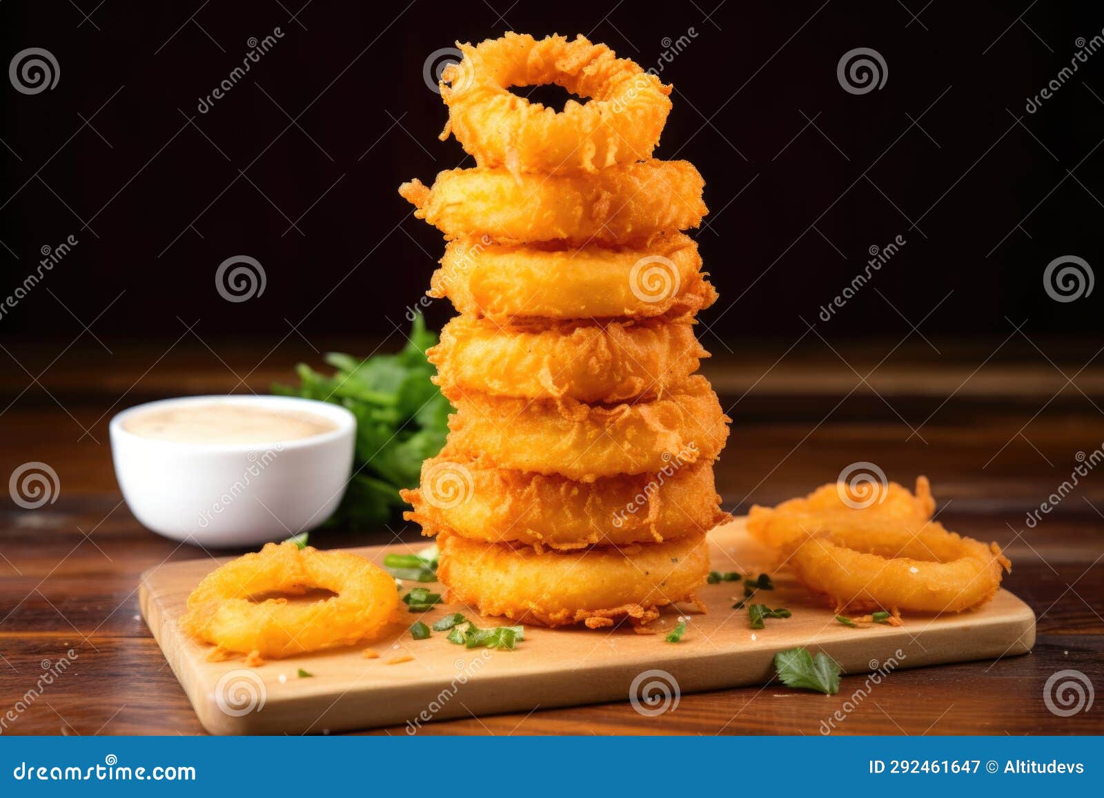 Onion Rings Stacked Like a Pyramid on a Chopping Board Stock Image ...