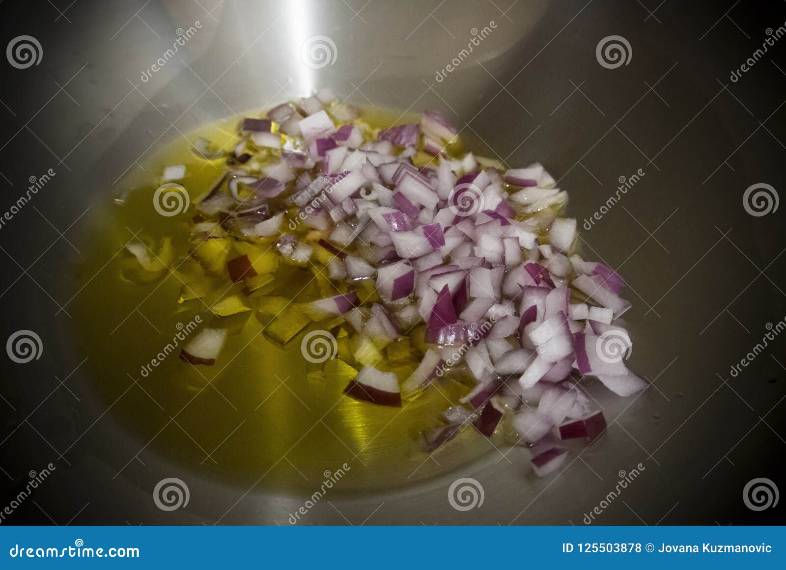 Onion Sizzling in a Pan stock photo. Image of meal, sizzling - 125503878