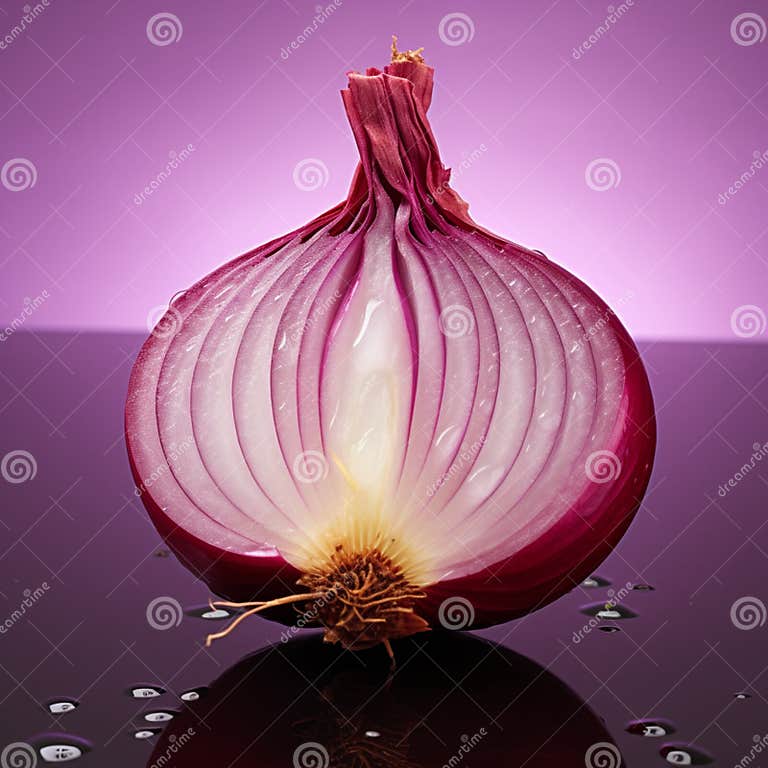 Onion Slice Layers on Reflective Backdrop Create a Visually Vibrant ...