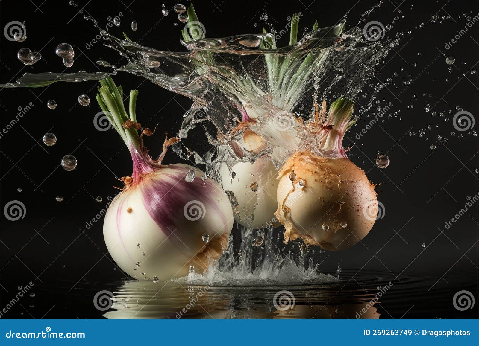 Onion Splashed or Thrown in Water. Water Splash Fresh Fruit Creative ...