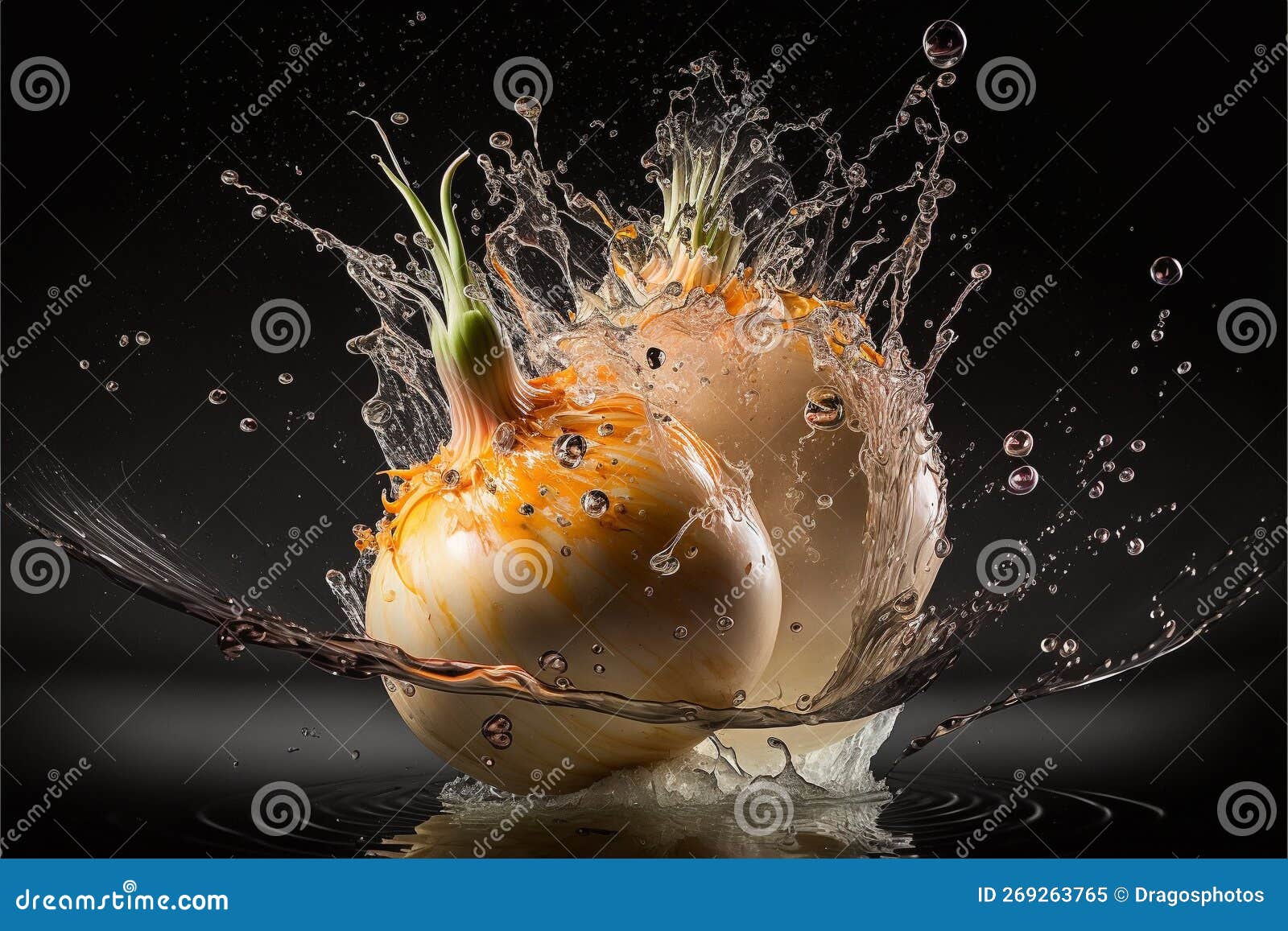 Onion Splashed or Thrown in Water. Water Splash Fresh Fruit Creative ...