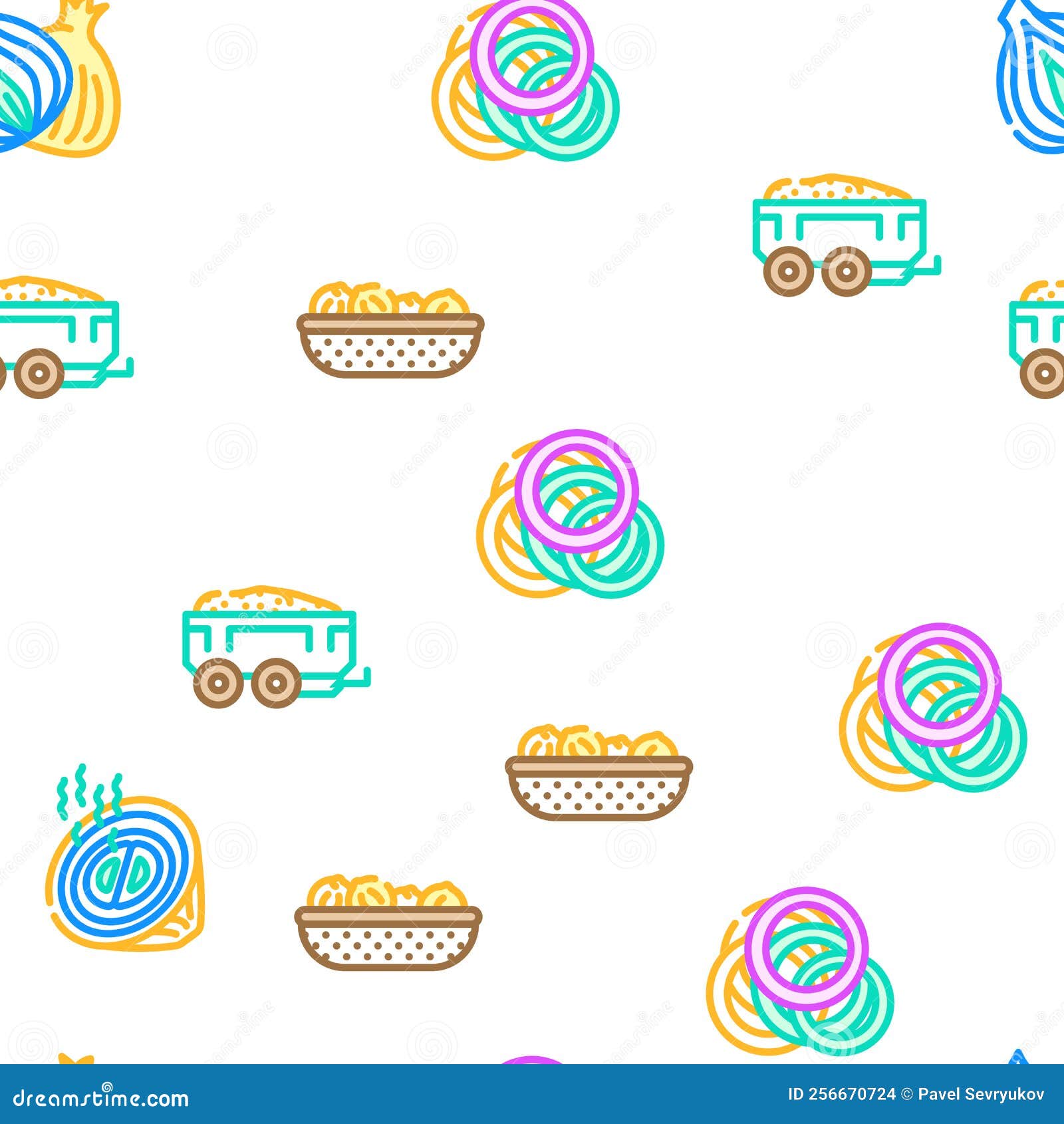 Onion White Red Food Vegetable Vector Seamless Pattern Stock Vector ...