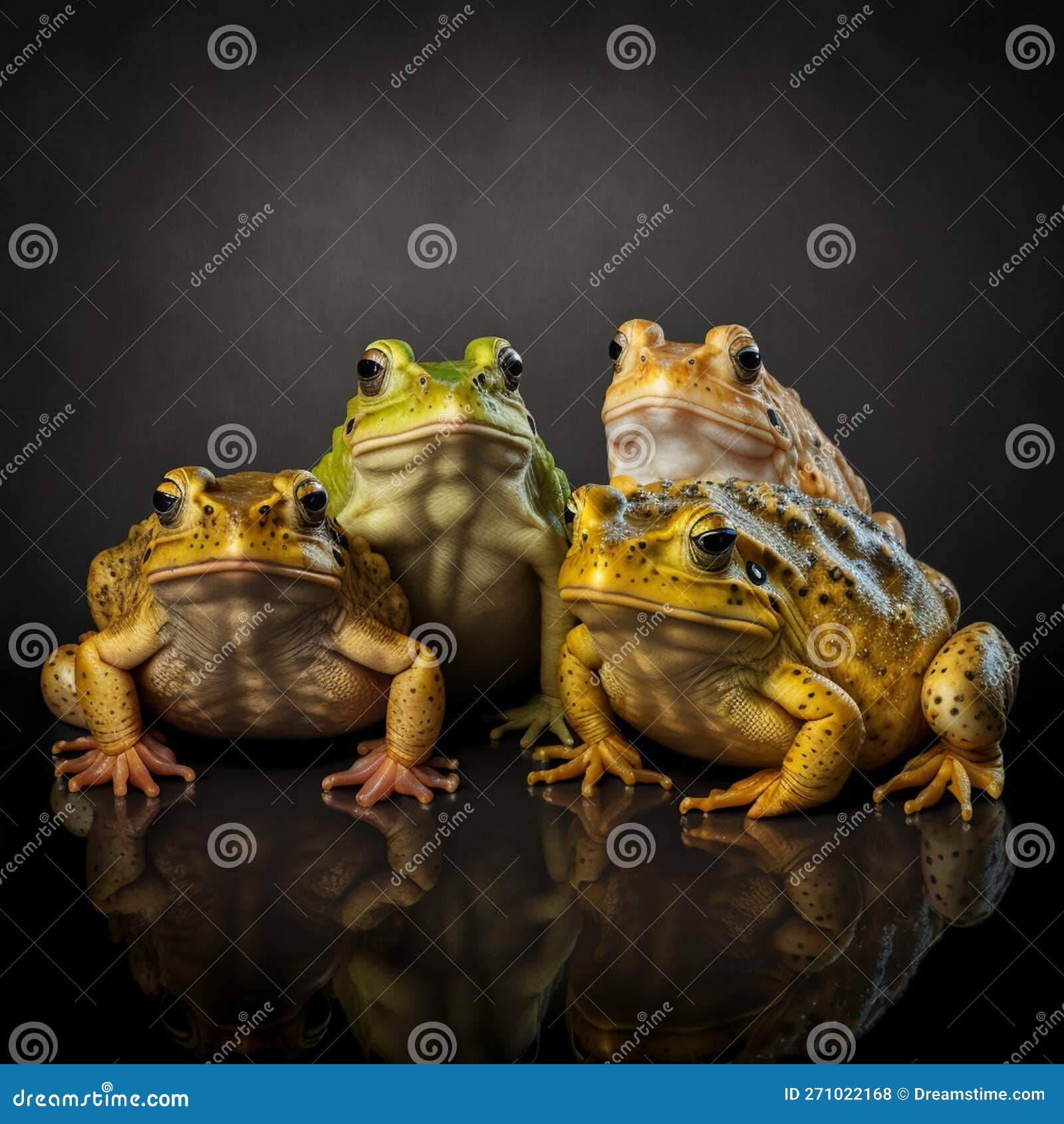 A Group of Frogs are Sitting Together on a Black Surface. Stock ...