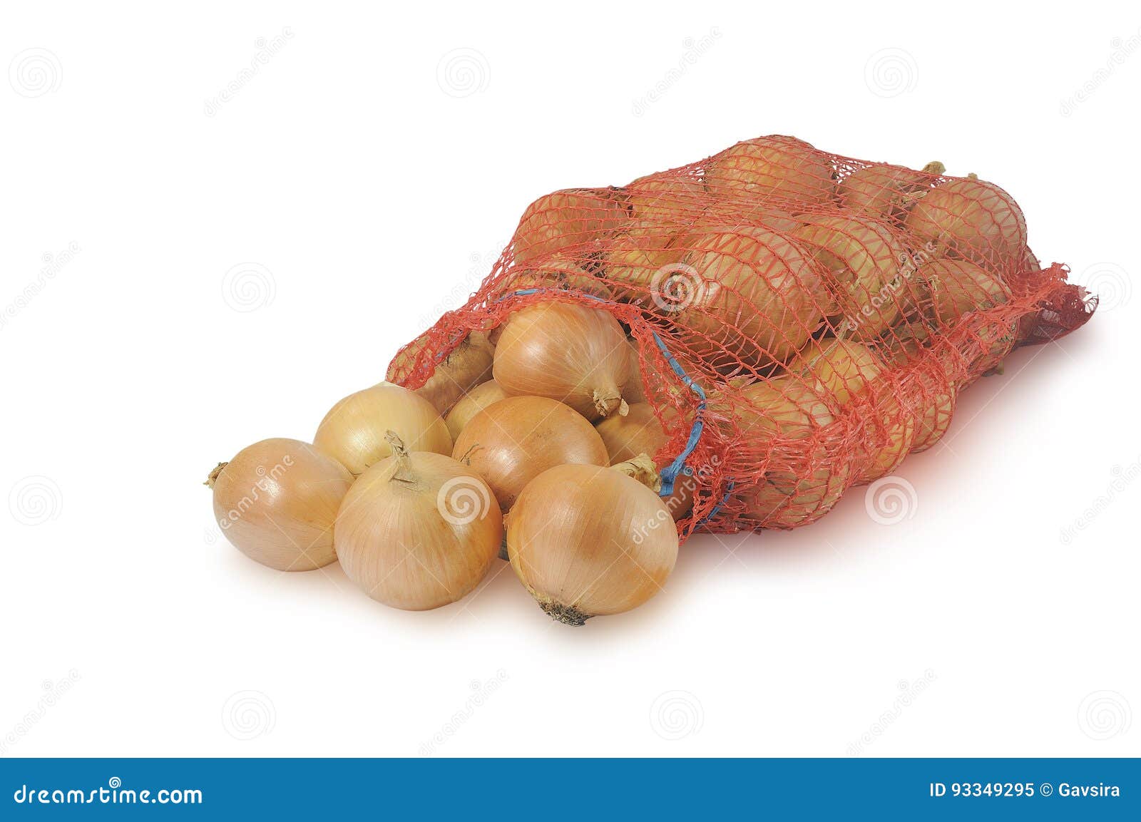 Onions Falling Out of a Sack Isolated on White Background Stock Image ...