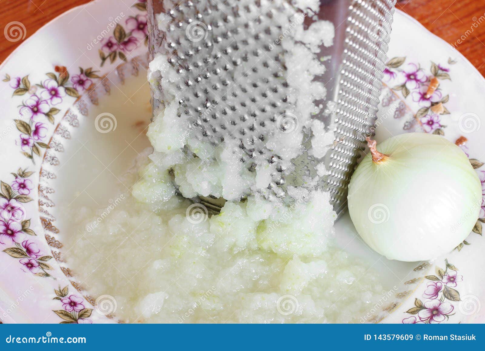 Onions Grated on a Grater. Cook Food Stock Image - Image of color, chef ...