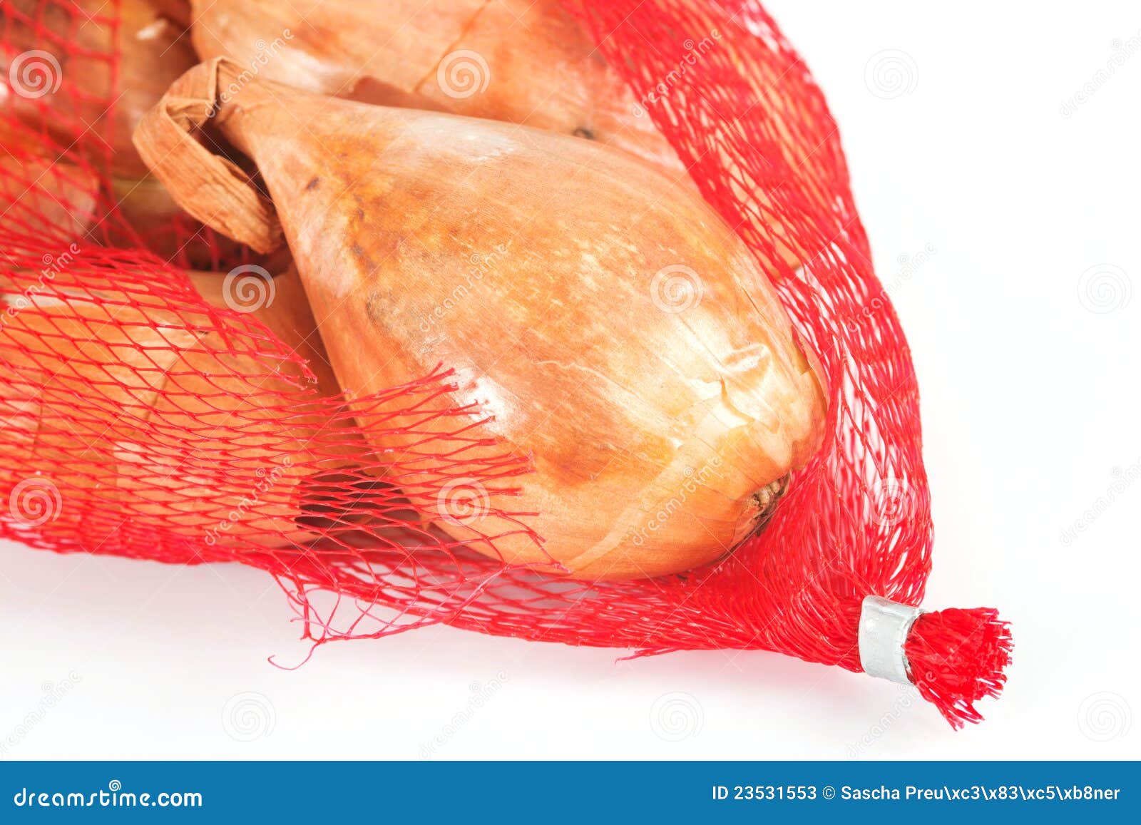 Onions in red net stock image. Image of shopping, ingredient - 23531553