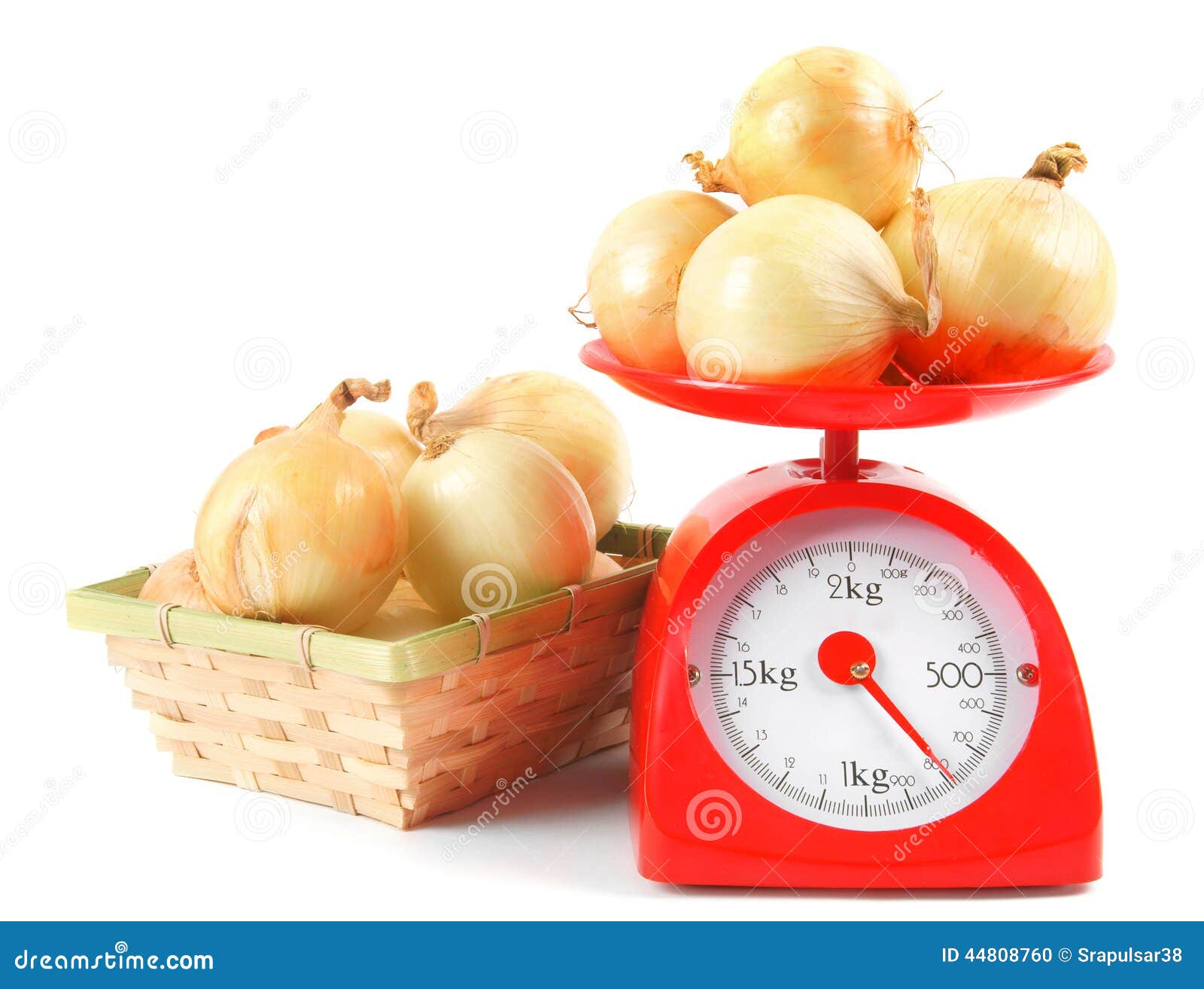 Onions on Scales and in a Basket Stock Photo - Image of kilo, closeup ...