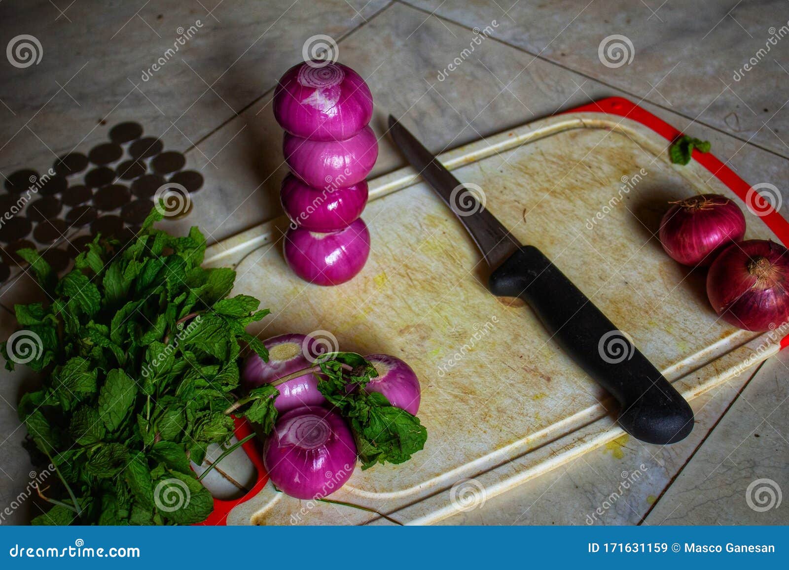 Onions Stacked and Arranged before Cutting Stock Image - Image of ...