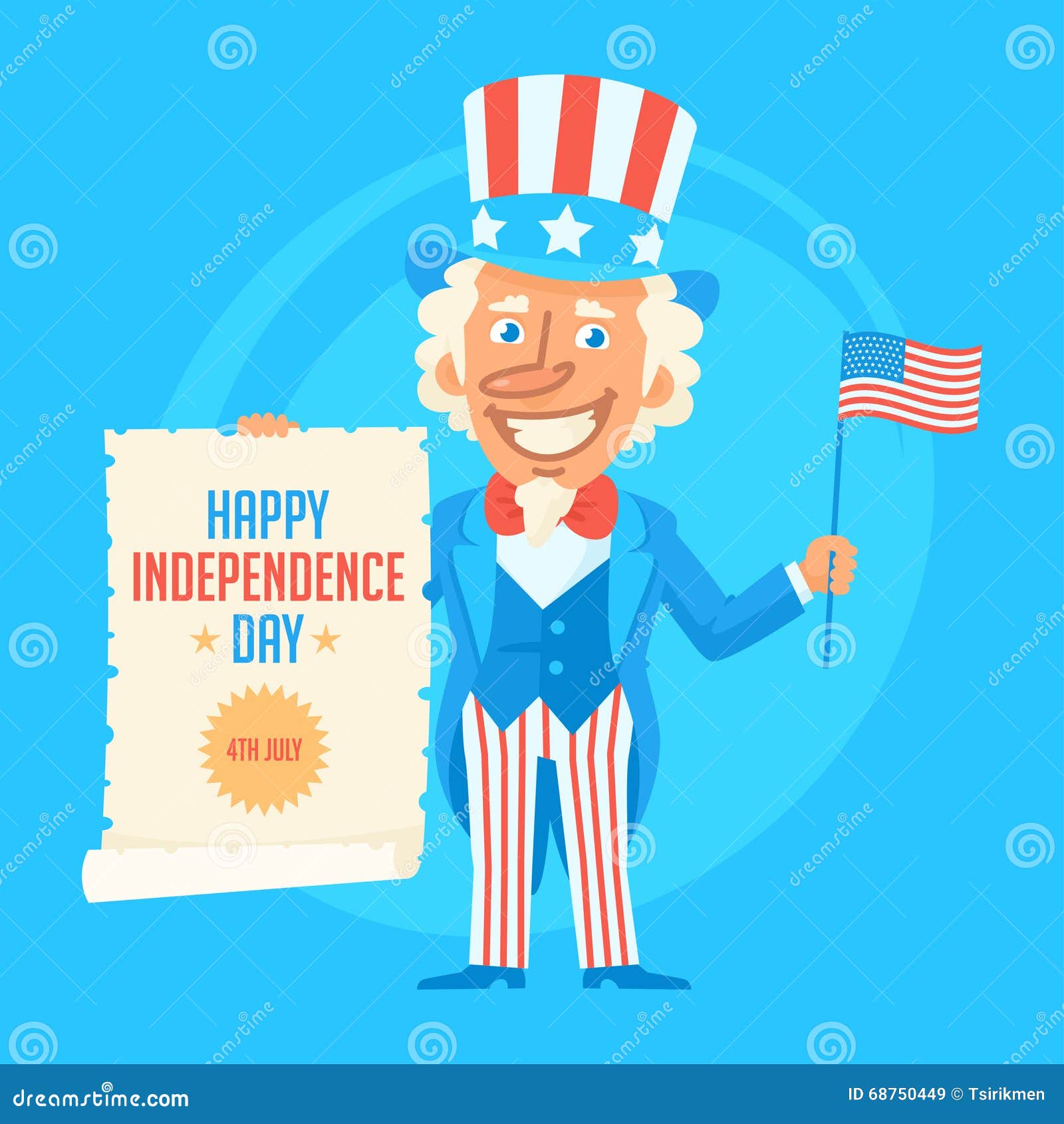 Onkel Sam Holds Flag Und Papier-Rolle Vektor Abbildung - Illustration ...