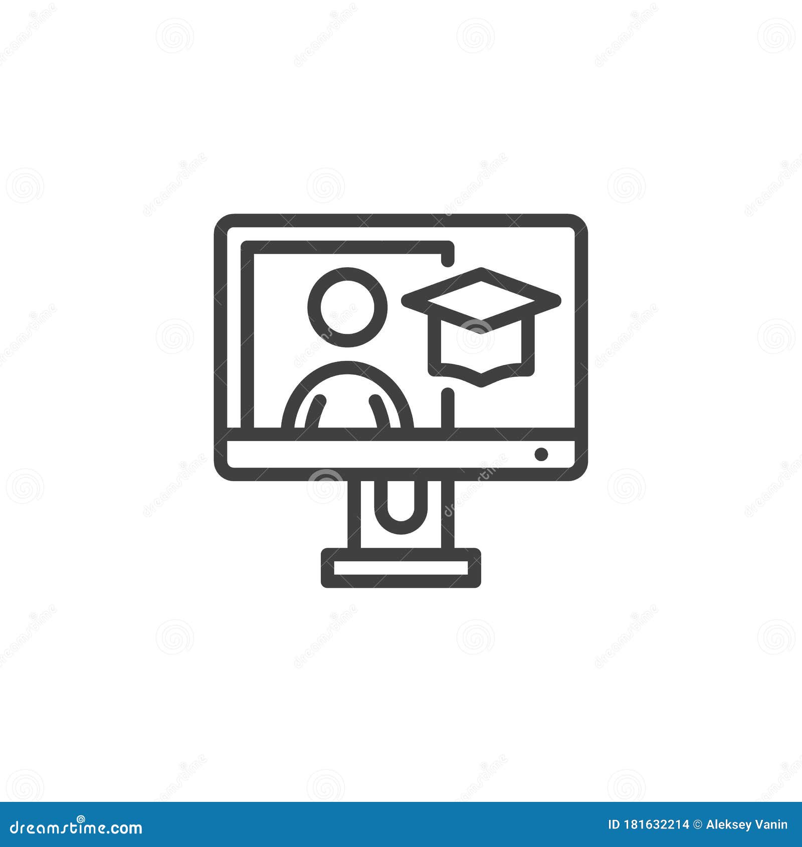 Online Academic Course Line Icon Stock Vector - Illustration of design ...