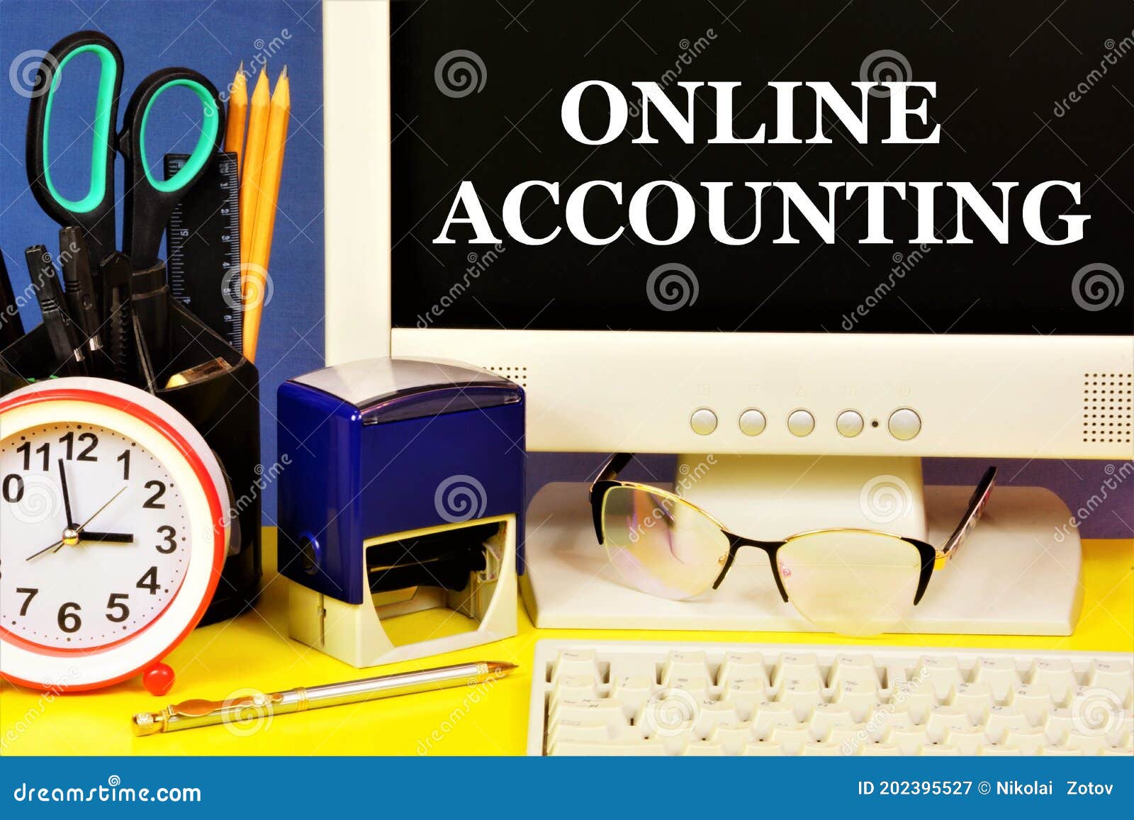 Online Accounting. Text Caption on the Computer Monitor Stock Image ...